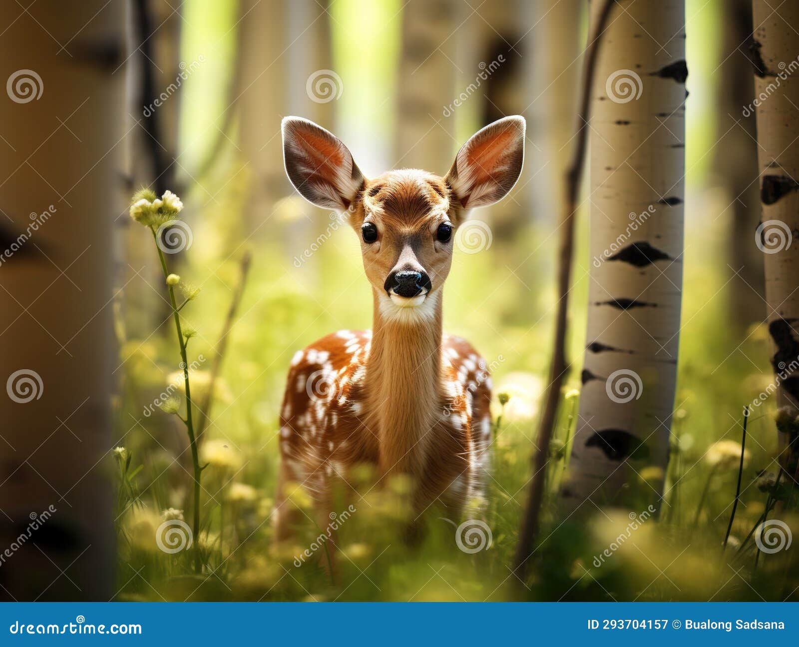 Ai Generated Illustration Wildlife Concept of Fawn in Aspen Forrest ...