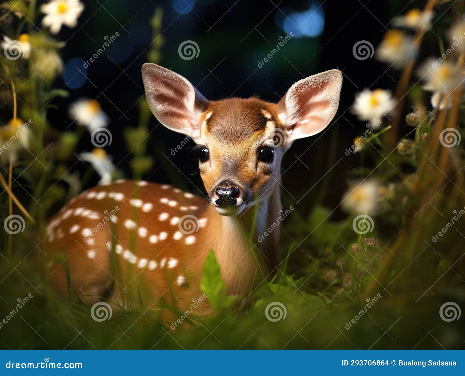 Ai Generated Illustration Wildlife Concept of Fawn in the Grass Stock Illustration ...