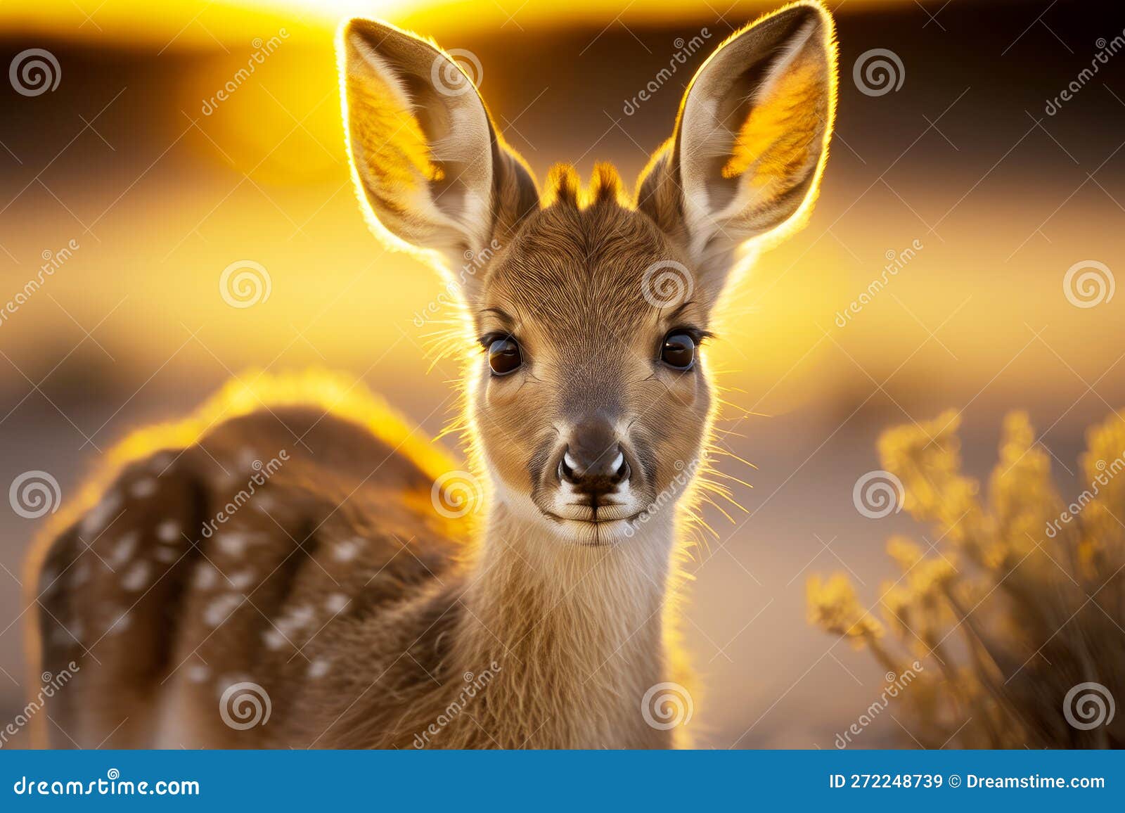 Fawn is Looking at the Camera at Sunset. Generative AI Stock ...