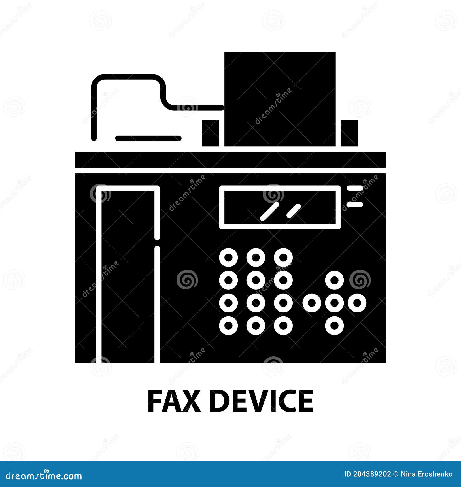 Fax Device Icon, Black Vector Sign with Editable Strokes, Concept ...