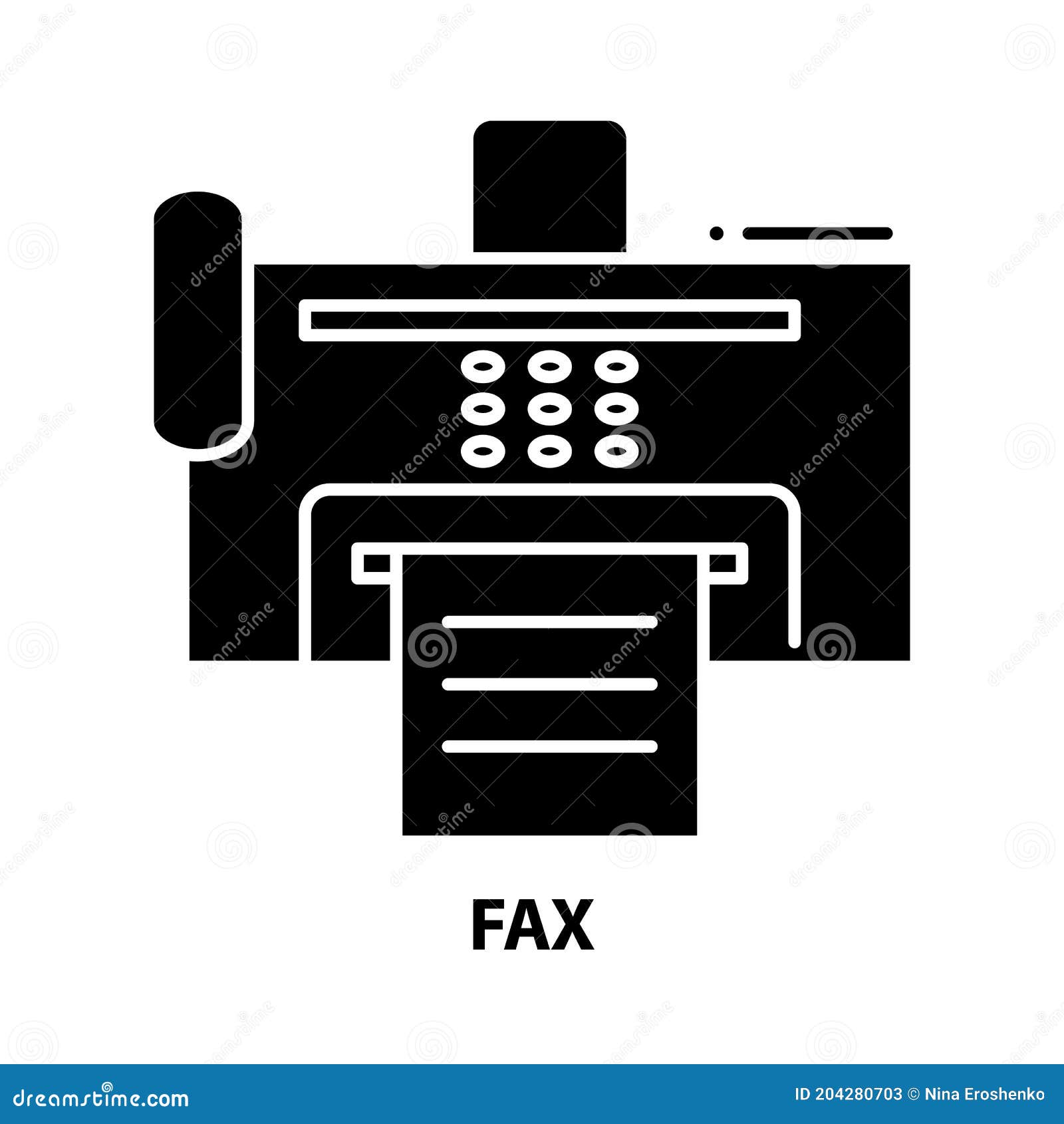 Fax Icon, Black Vector Sign with Editable Strokes, Concept Illustration ...