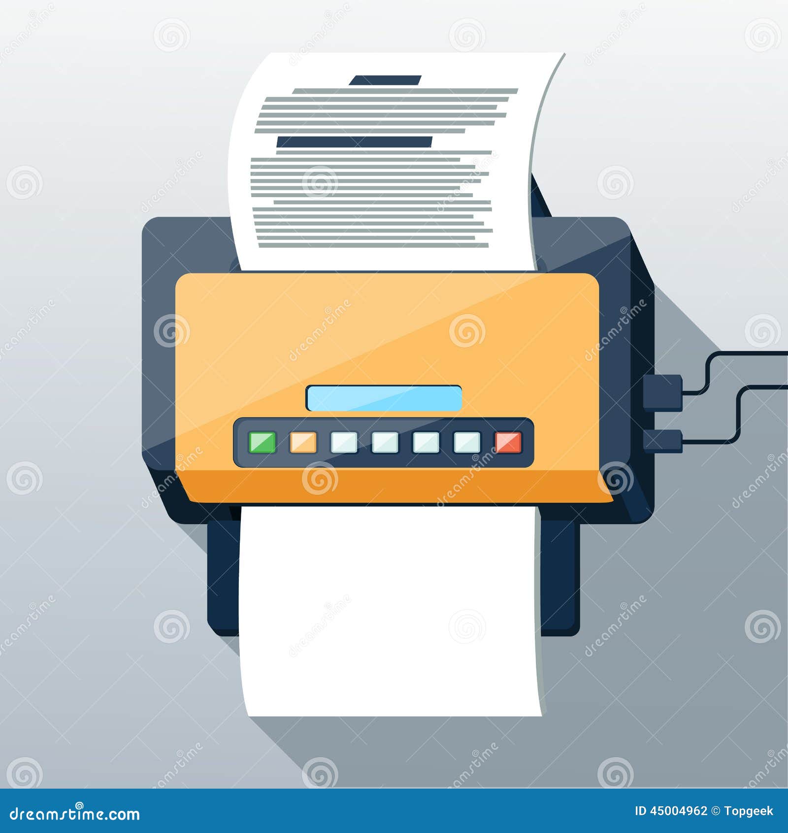 Fax Icon in Flat Design Long Shadow Style Stock Vector - Illustration ...