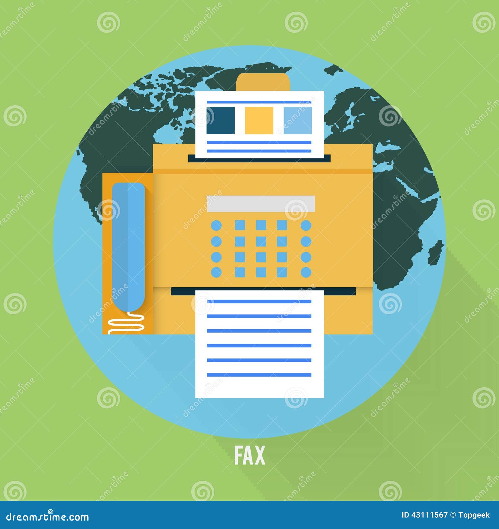 Fax icon in flat design stock vector. Illustration of page - 43111567