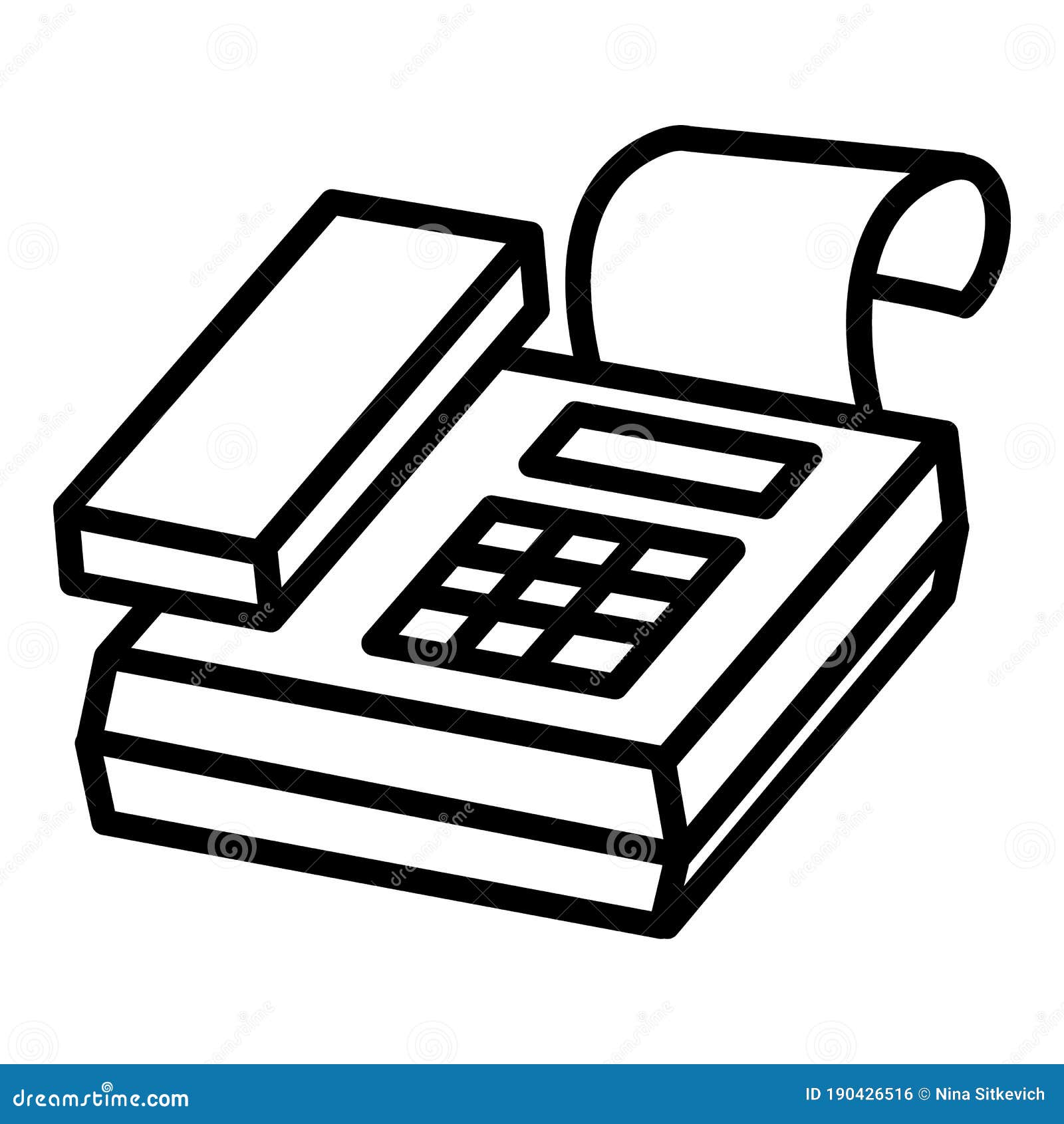 Fax icon, outline style stock vector. Illustration of modern - 190426516