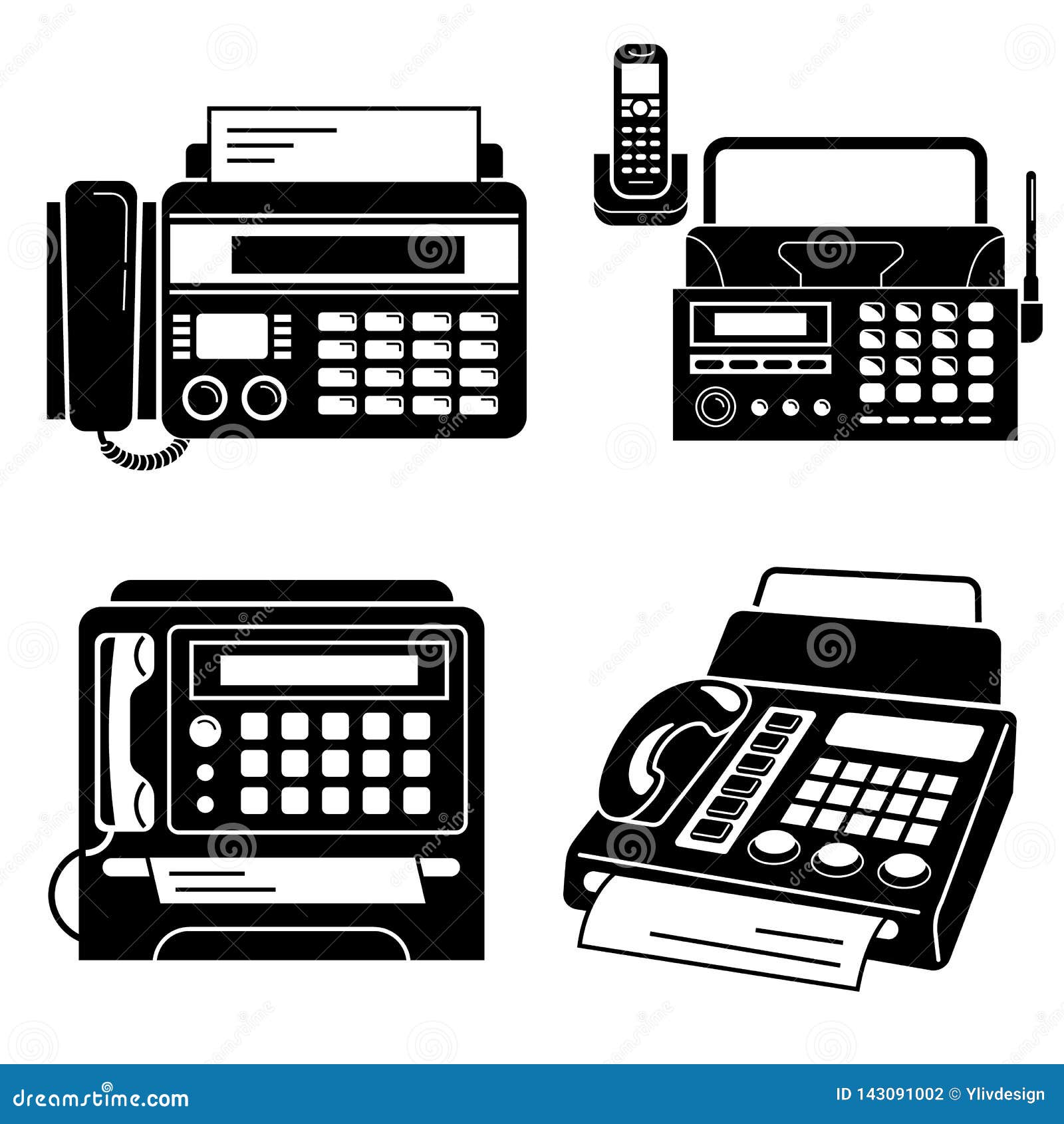 Fax Icons Set, Simple Style Stock Vector - Illustration of clean, page ...