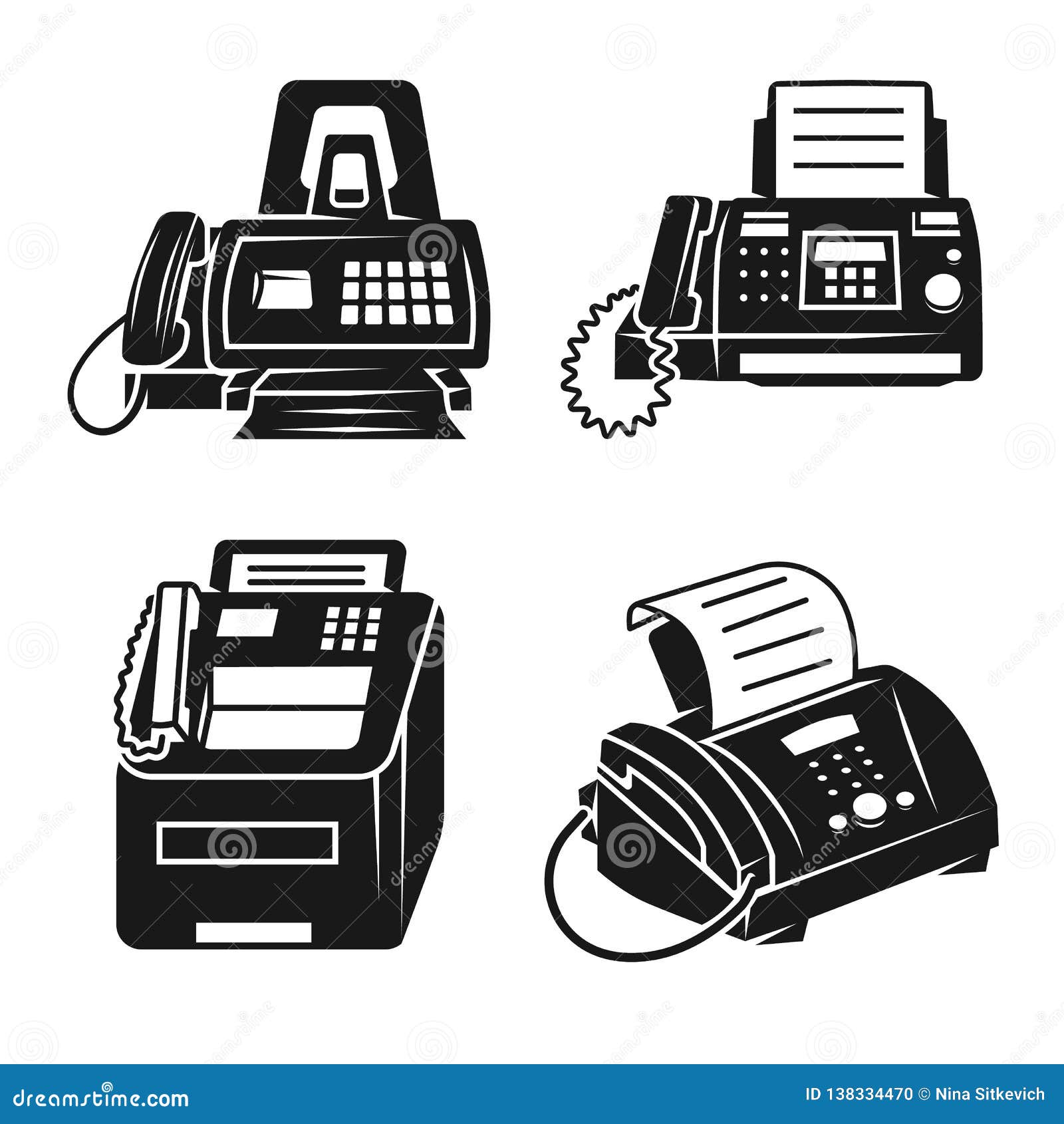 Fax Icons Set, Simple Style Stock Vector - Illustration of media ...