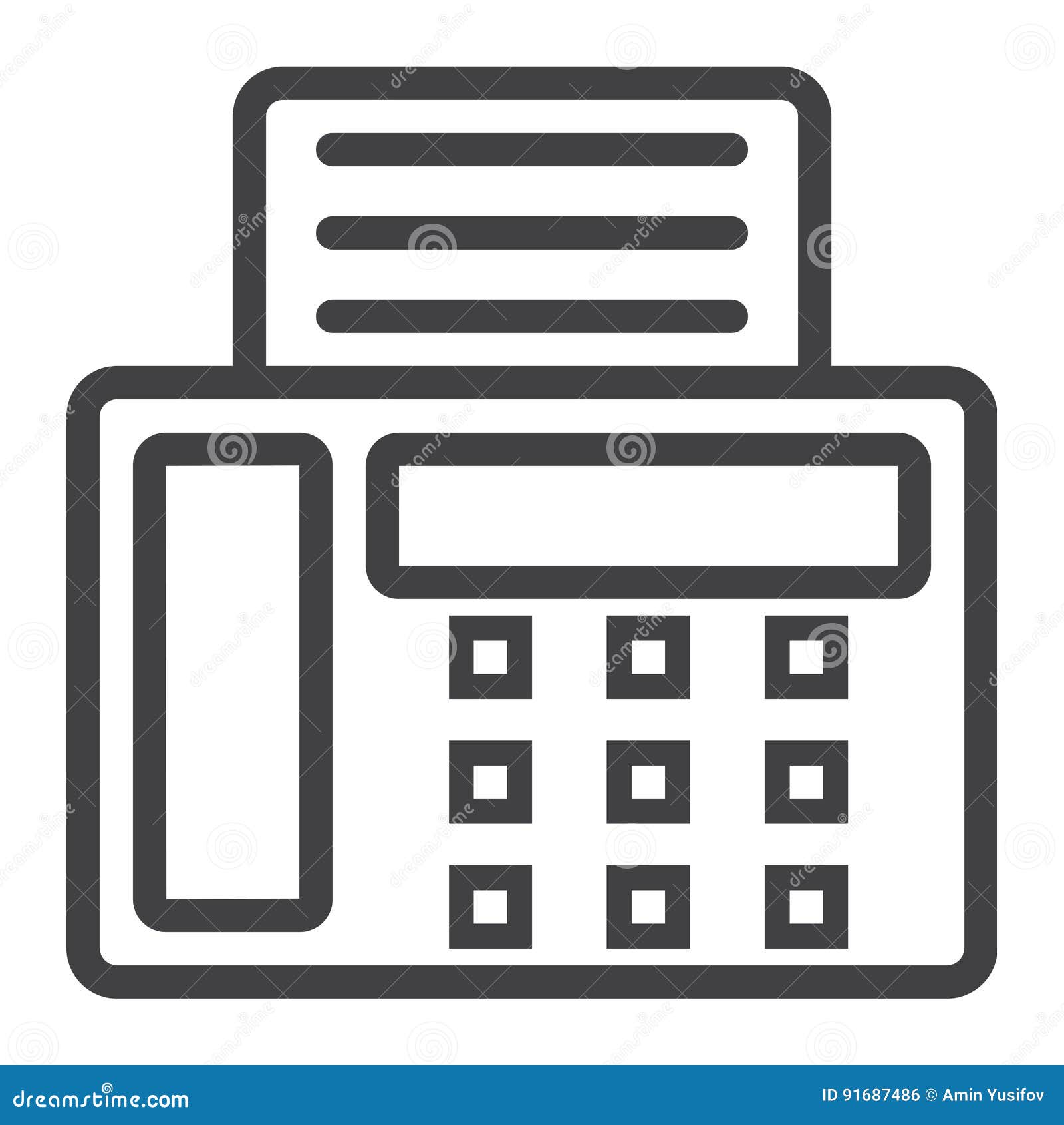 Fax Line Icon, Contact Us and Website Stock Vector - Illustration of ...