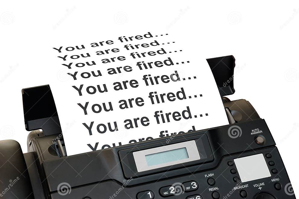 Fax Machine with Dismissal Notification Stock Image - Image of letter ...