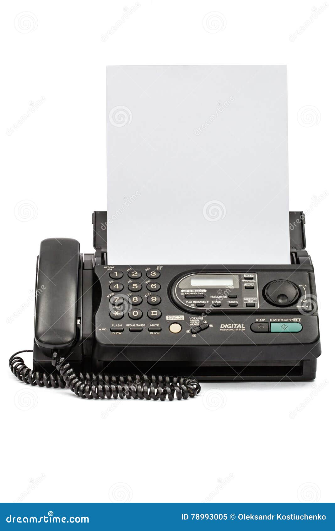 Fax Machine with Document, Isolated on White Background Stock Image ...