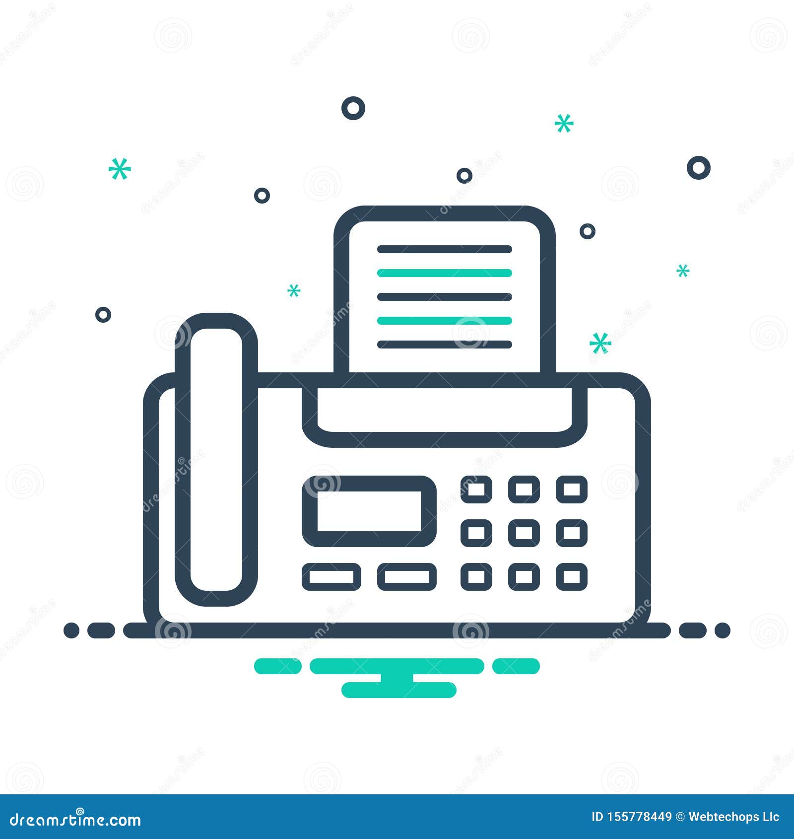 Black Mix Icon for Fax Machine, Phone and Flat Stock Vector ...