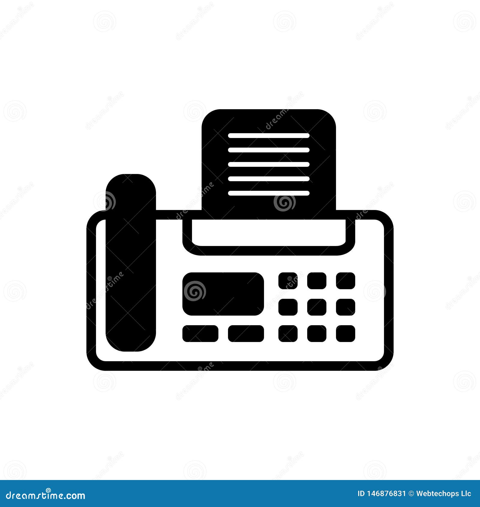 Black Solid Icon for Fax Machine, Flat and Contact Stock Vector ...