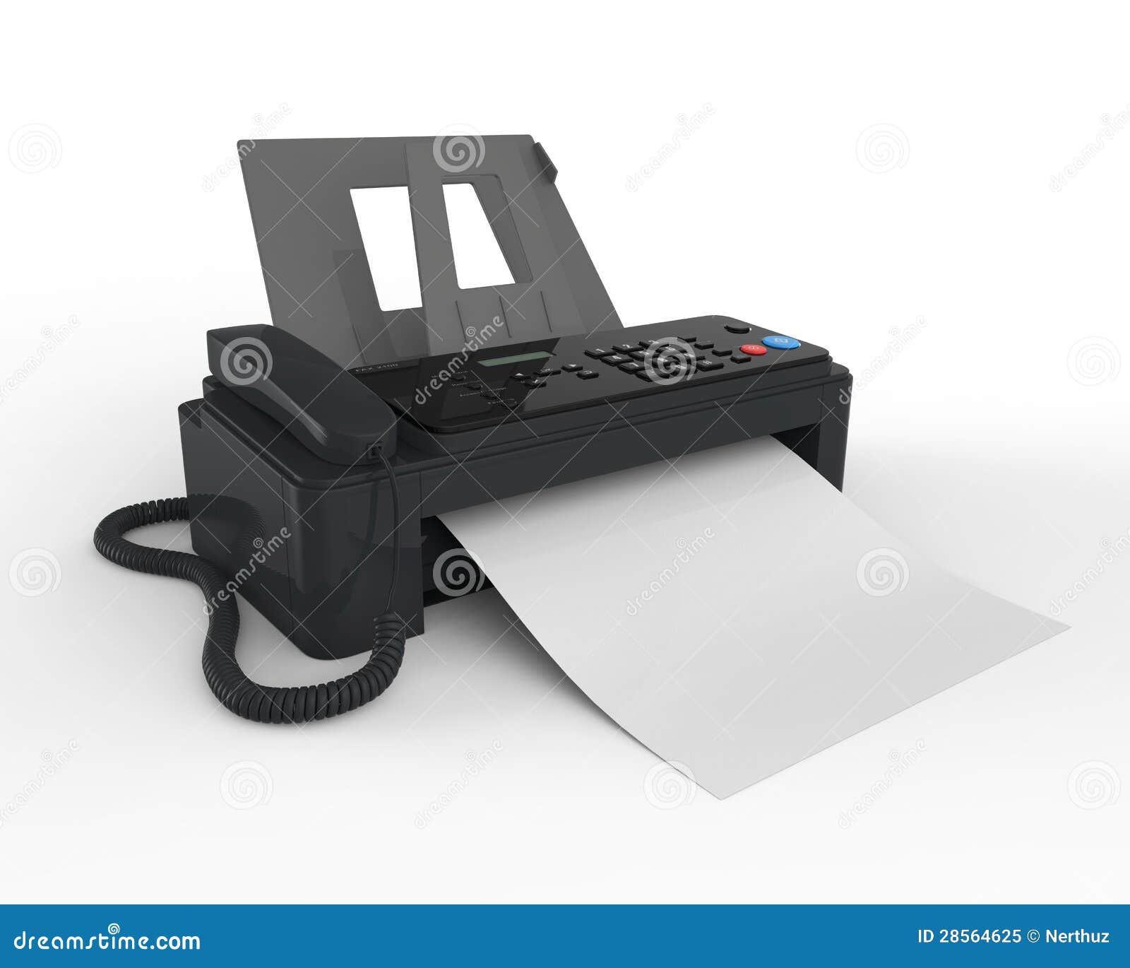 Fax Machine with Paper stock illustration. Illustration of background ...