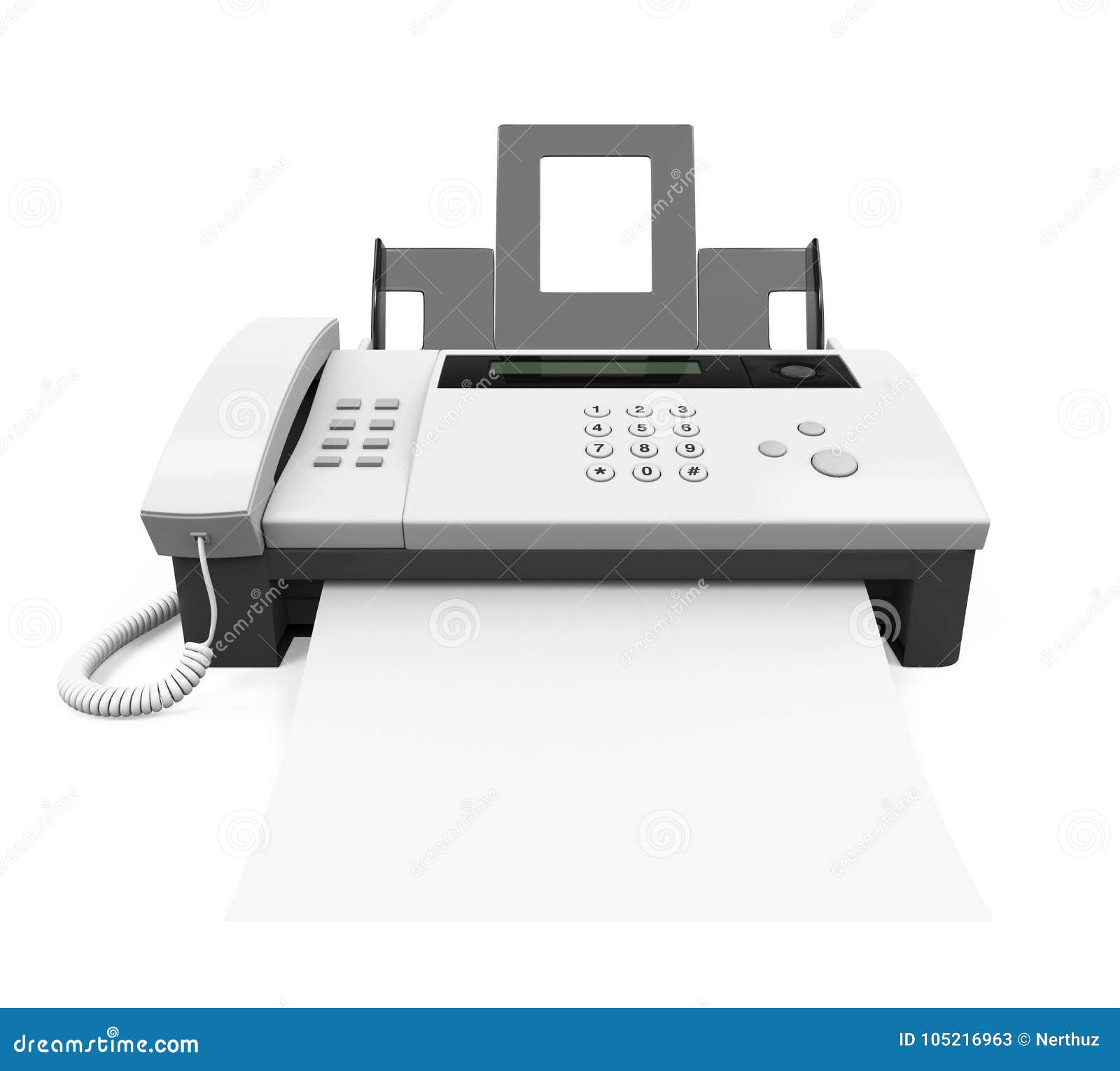 Fax Machine With Paper Isolated Stock Illustration - Illustration of ...