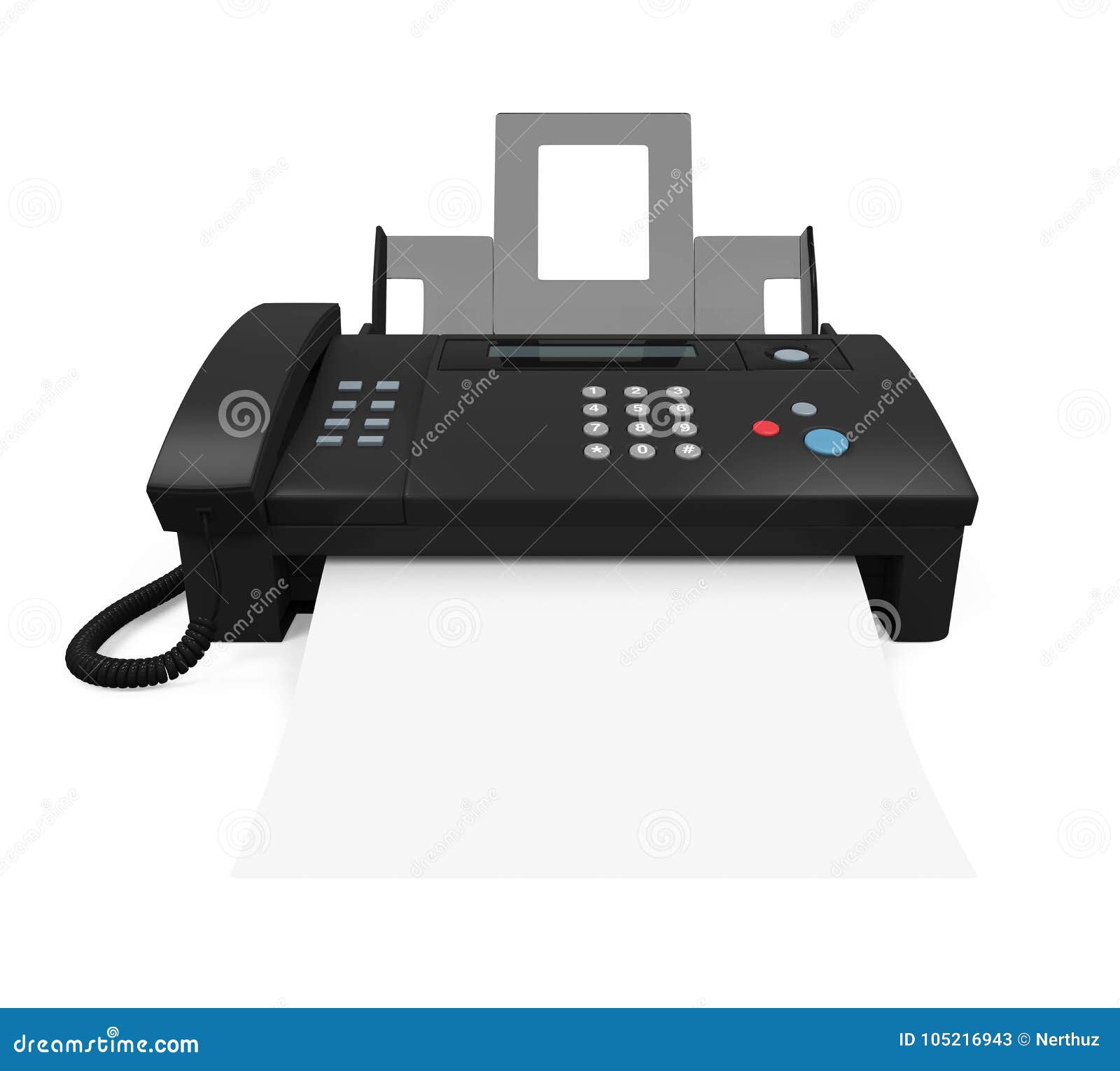 Fax Machine with Paper Isolated Stock Illustration - Illustration of ...
