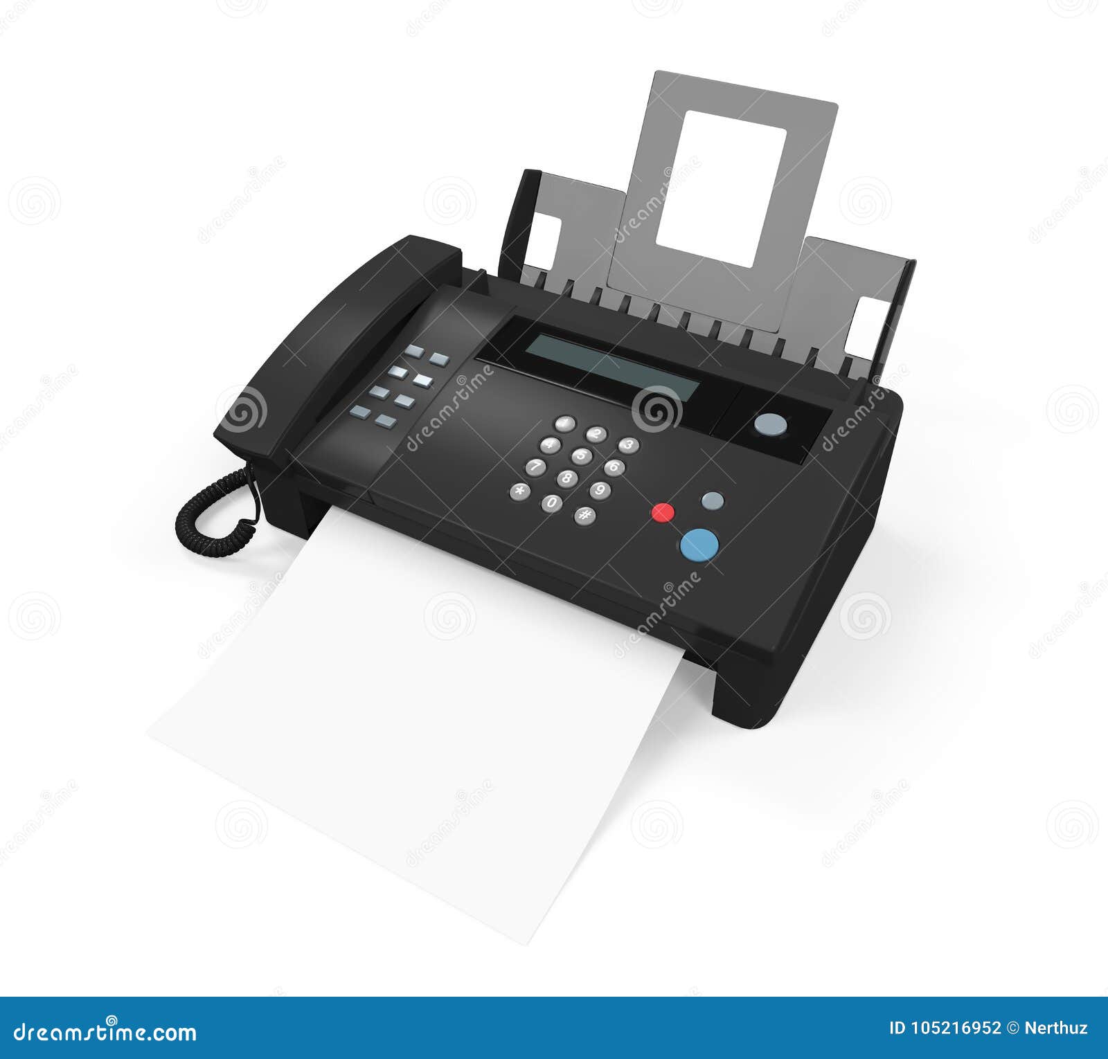 Fax Machine with Paper Isolated Stock Illustration - Illustration of ...