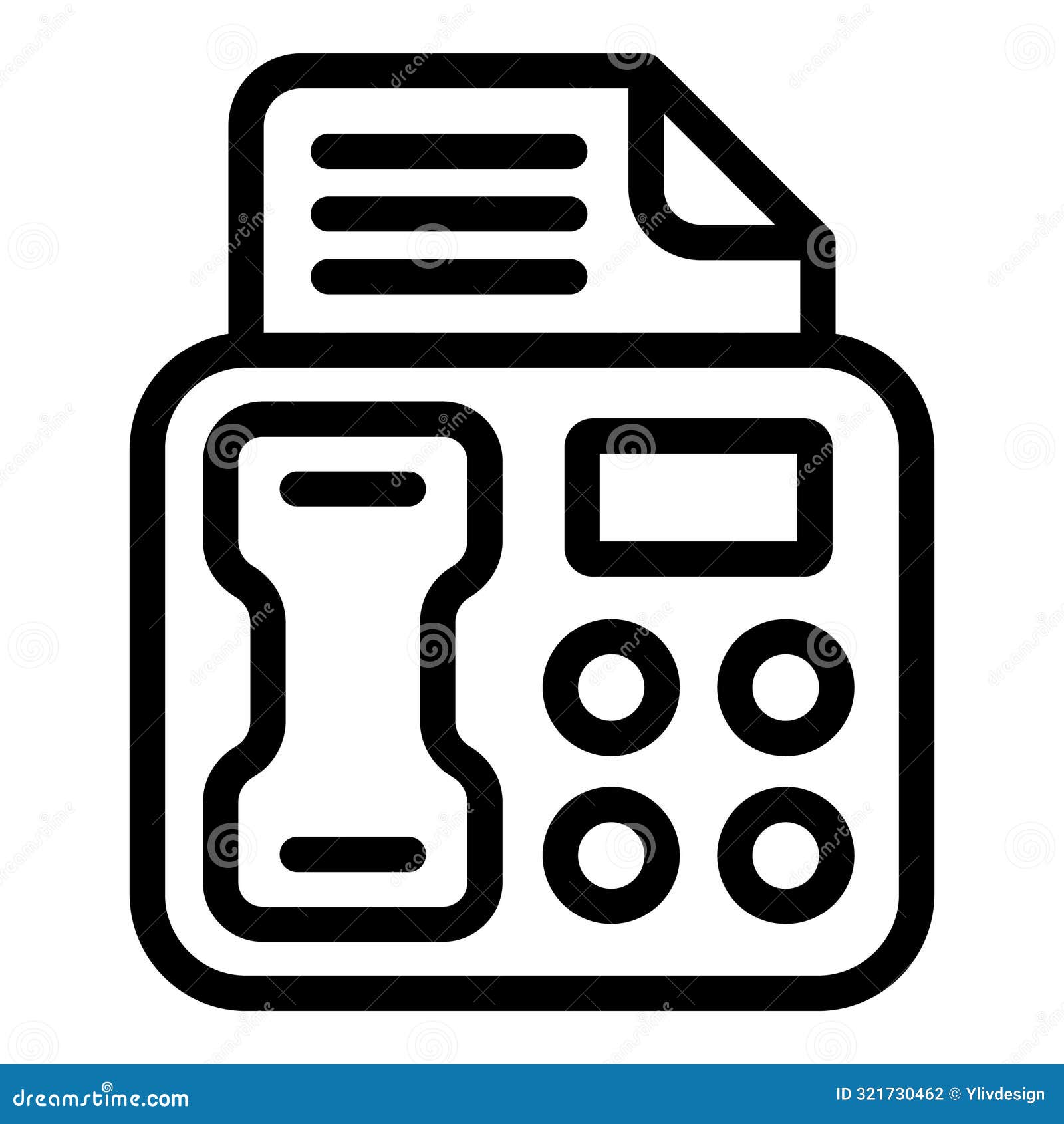 Fax Machine Printing Document Using Landline Phone Line Icon Stock ...