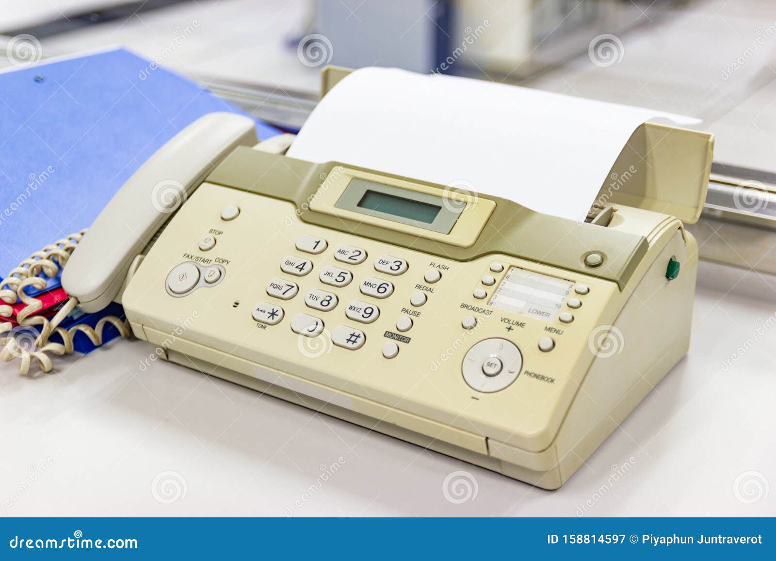 The Fax Machine for Sending Documents in the Office Stock Image - Image ...