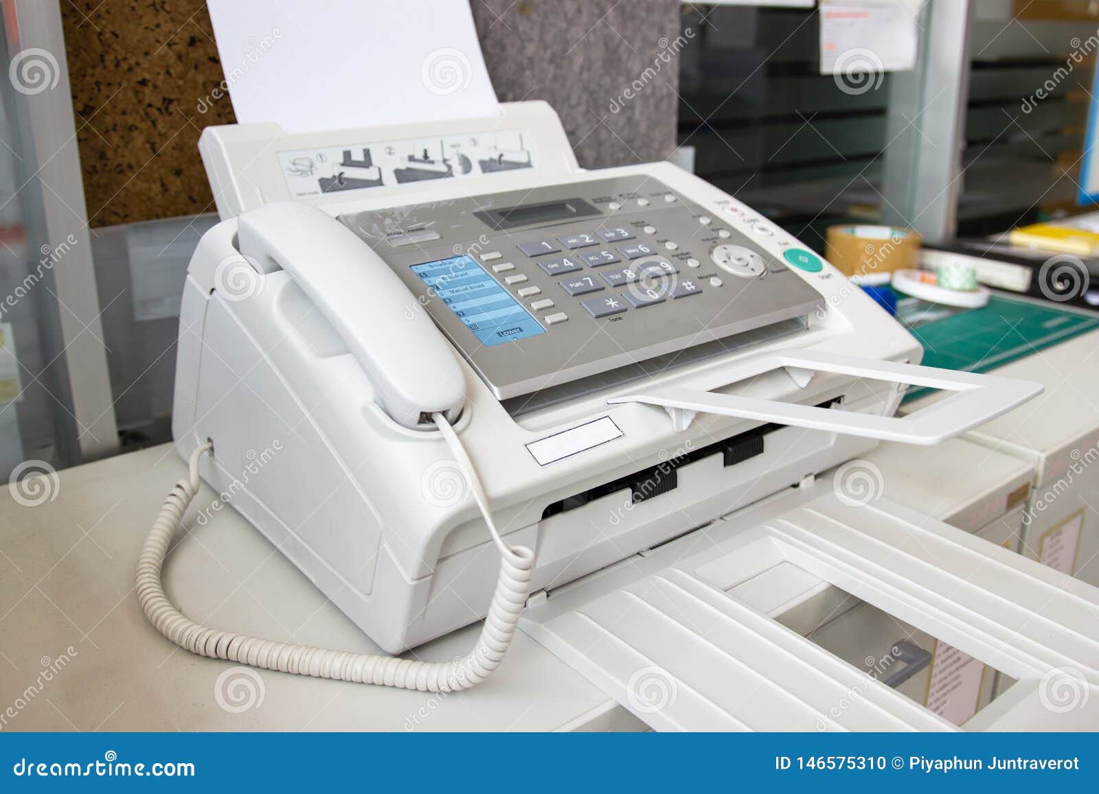 The Fax Machine for Sending Documents in the Office Stock Photo - Image ...