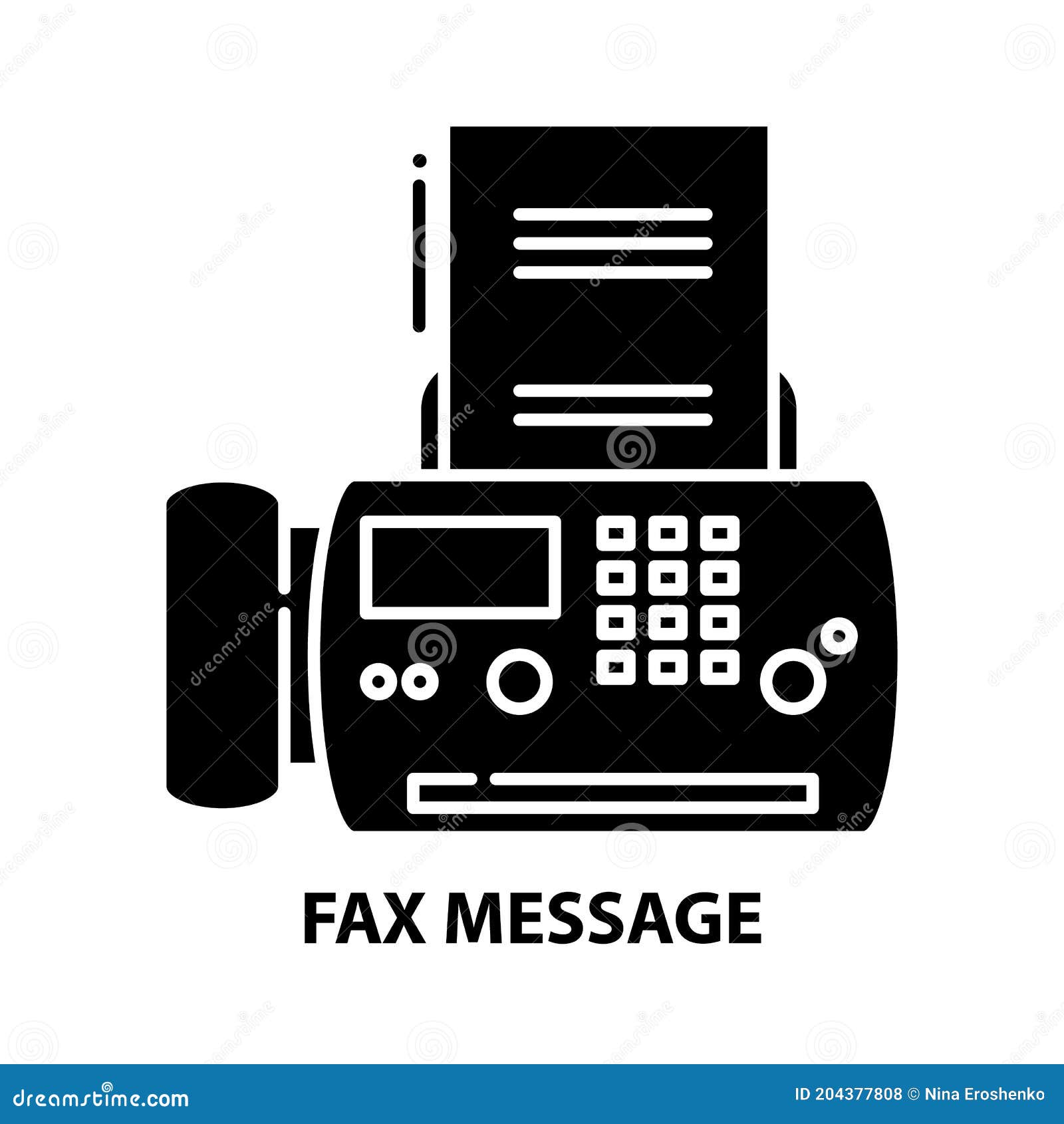 Fax Message Icon, Black Vector Sign with Editable Strokes, Concept ...