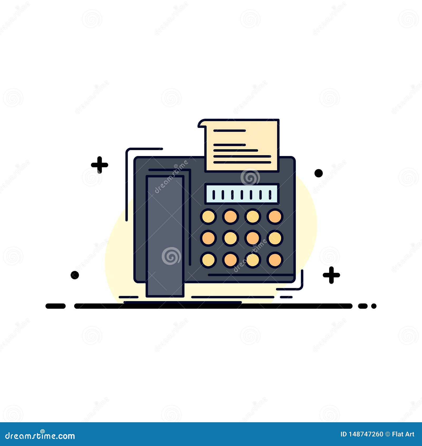 Fax, Message, Telephone, Telefax, Communication Flat Color Icon Vector ...