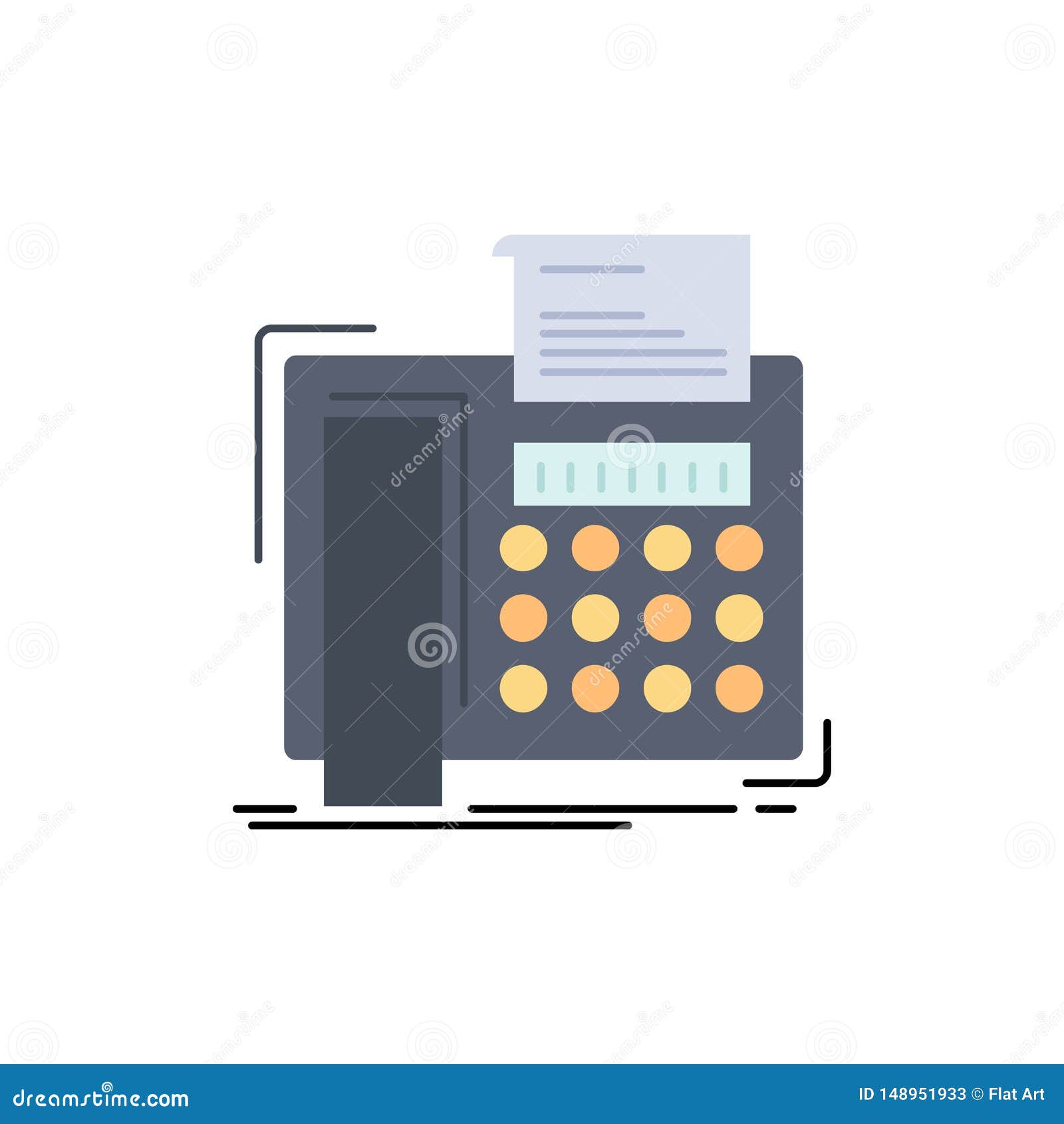 Fax, Message, Telephone, Telefax, Communication Flat Color Icon Vector ...