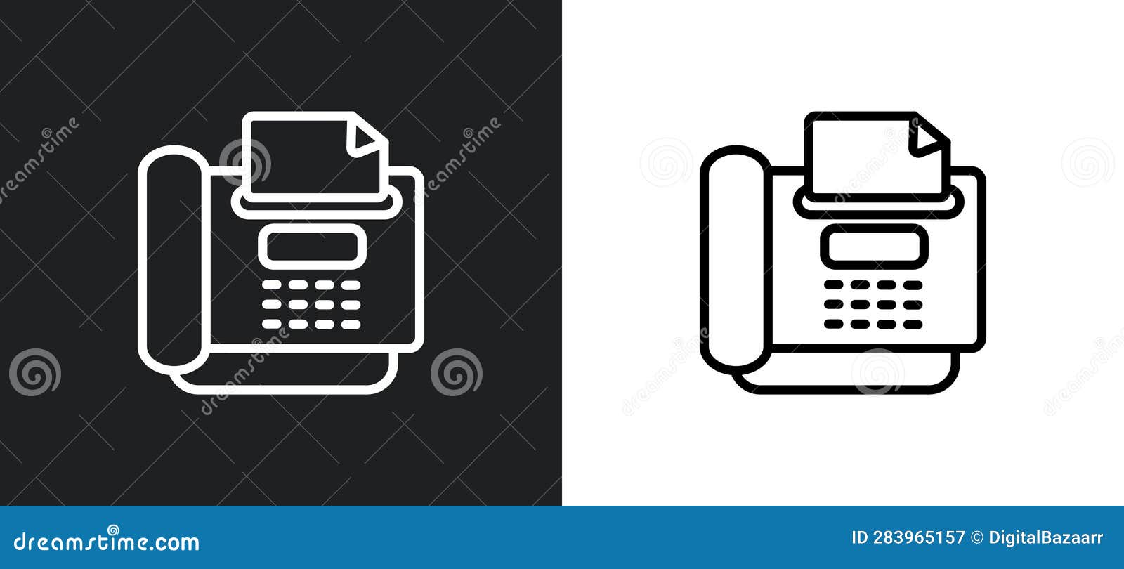 Fax Outline Icon in White and Black Colors. Fax Flat Vector Icon from ...