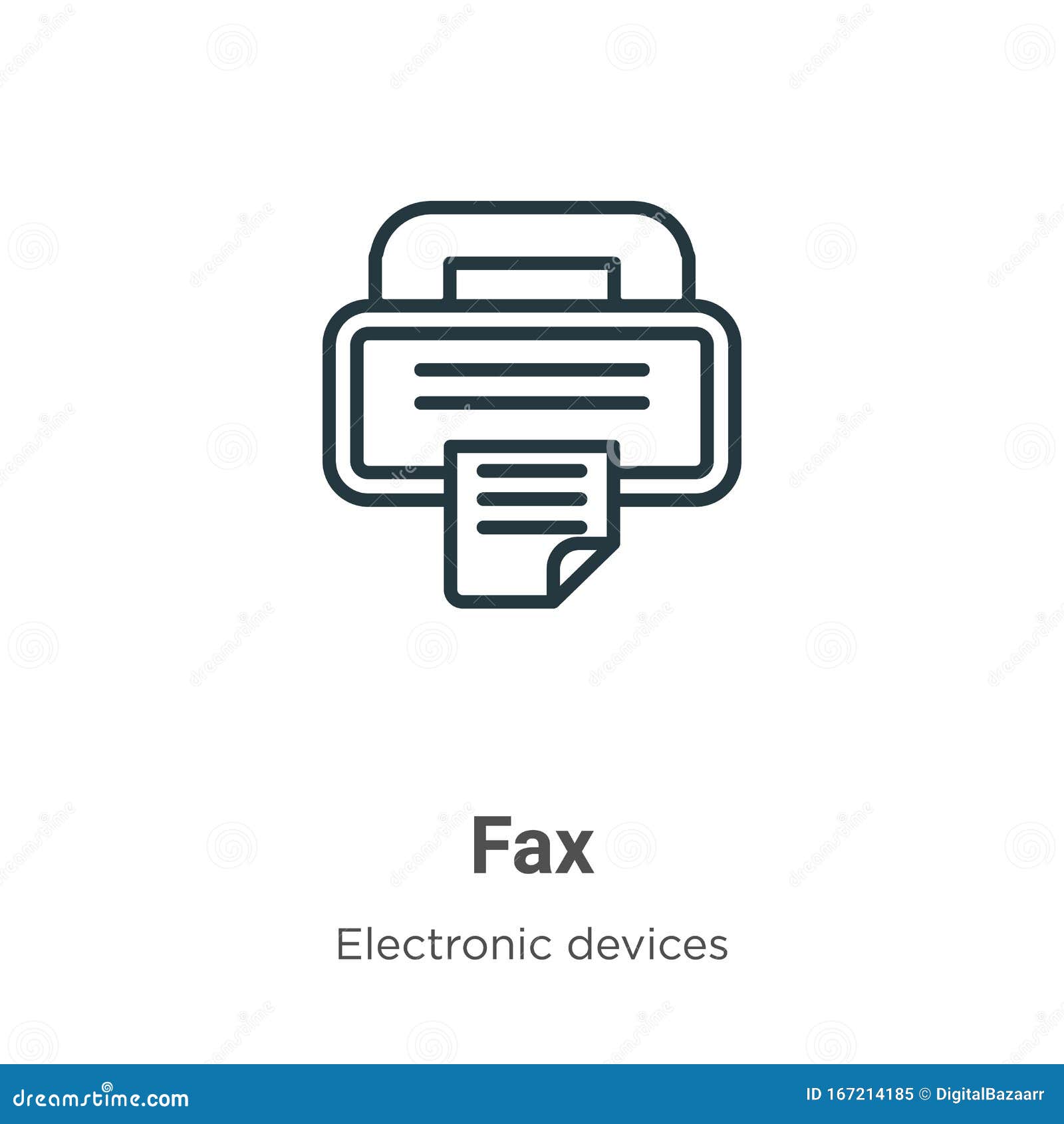 Fax Outline Vector Icon. Thin Line Black Fax Icon, Flat Vector Simple ...