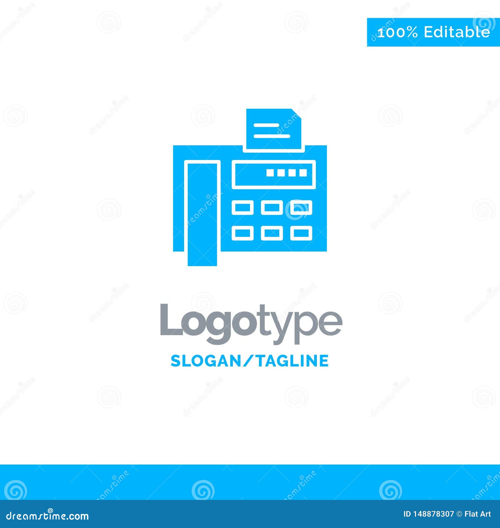 Fax, Phone, Typewriter, Fax Machine Blue Solid Logo Template. Place for ...