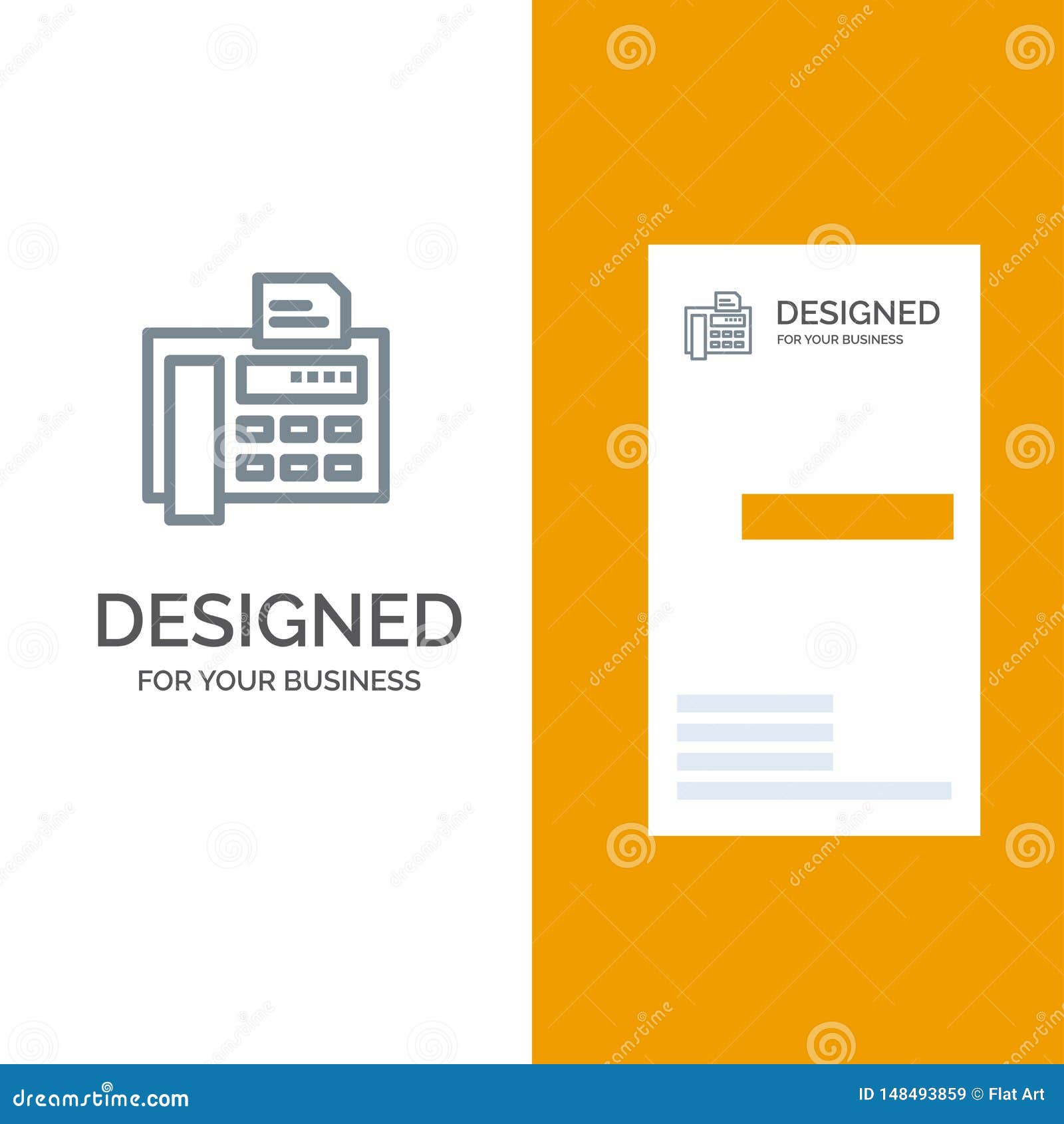 Fax, Phone, Typewriter, Fax Machine Grey Logo Design and Business Card ...