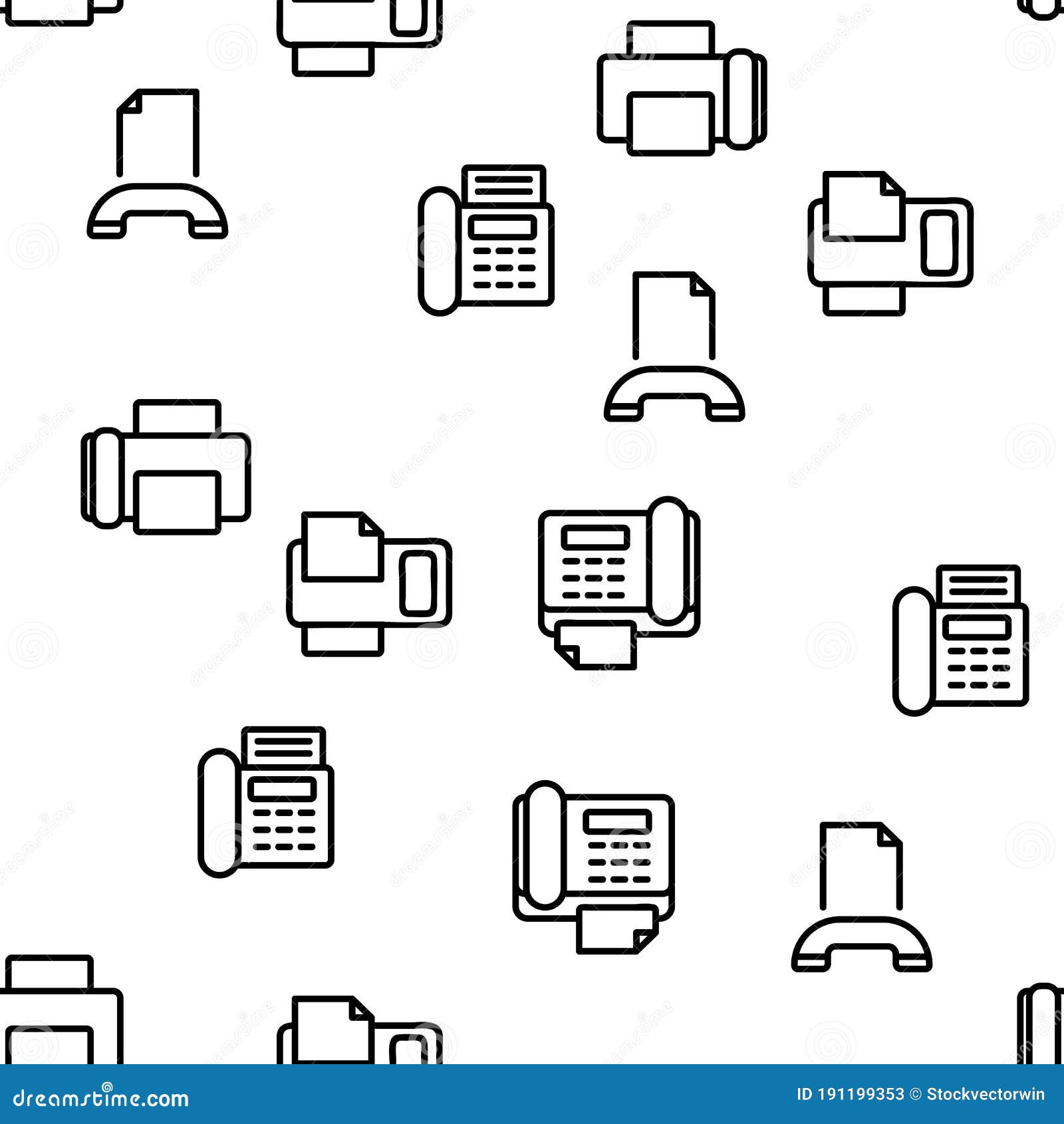 Fax Printer Vector Seamless Pattern Stock Vector - Illustration of ...