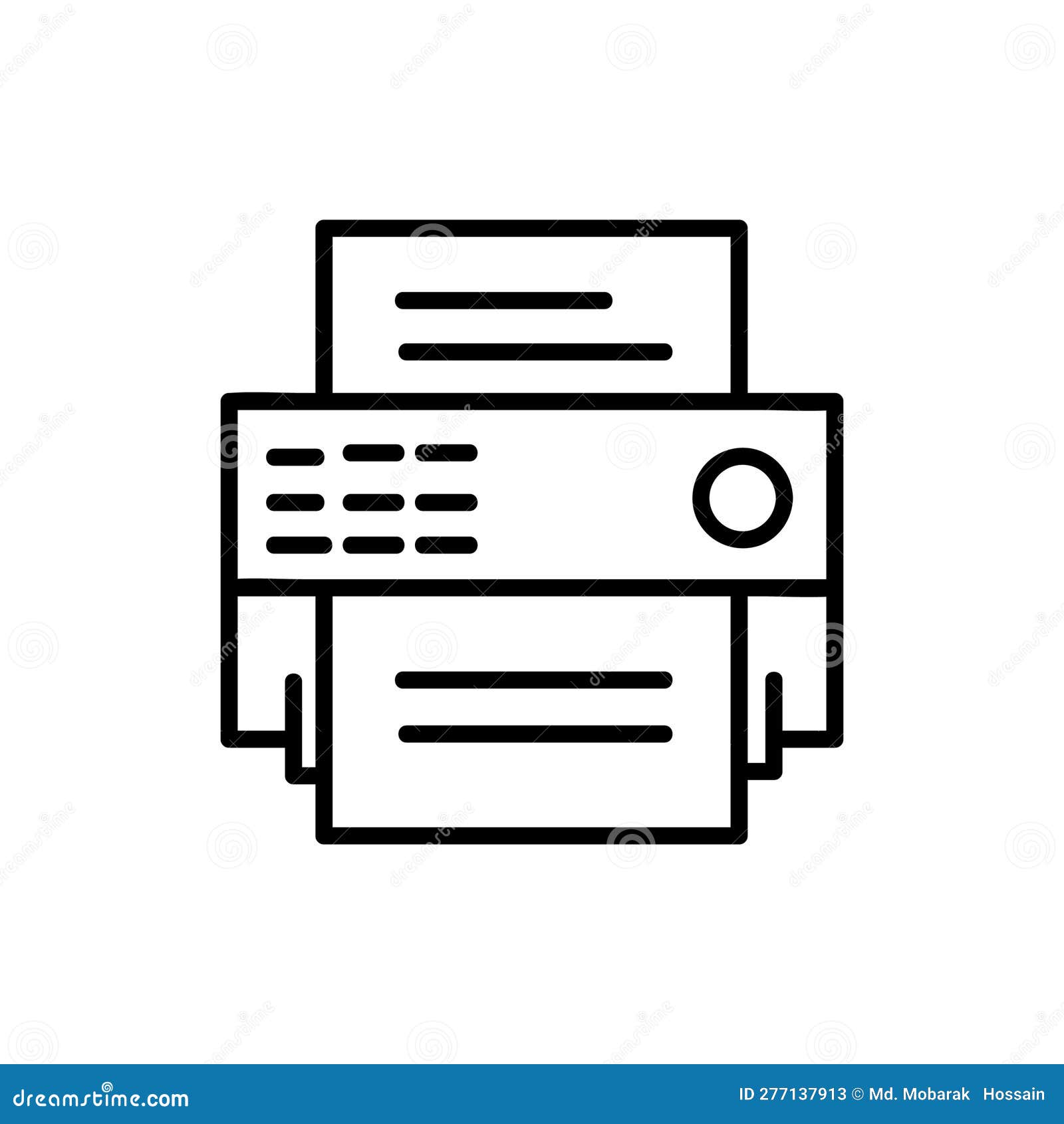 Fax Vector Icon, Outline Style, Isolated on White Background. Stock ...