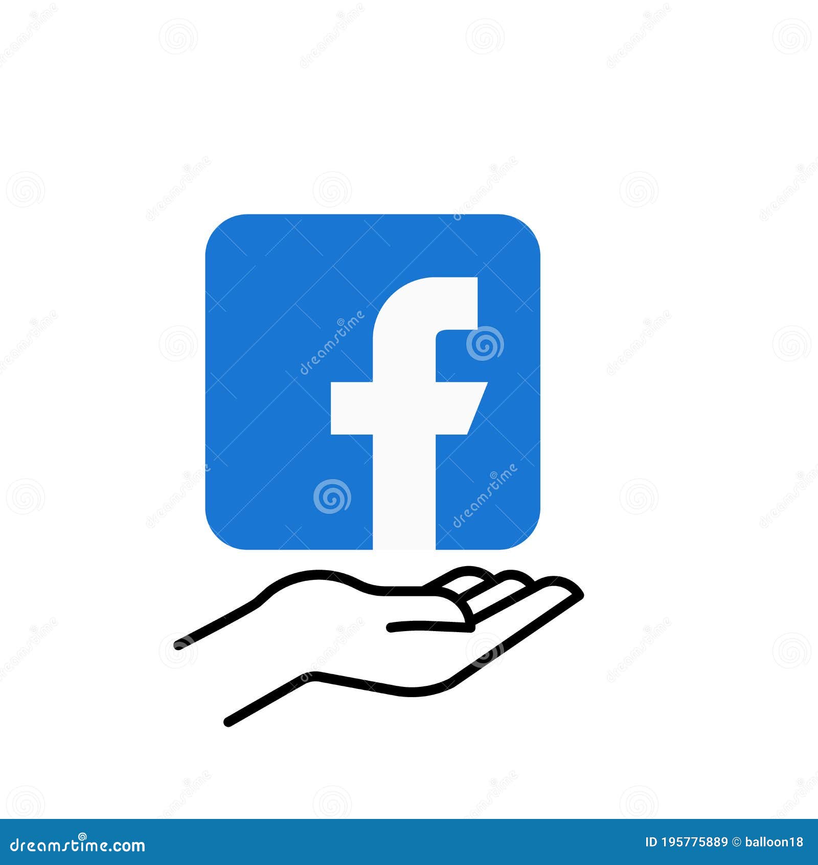 Facebook logo on hand editorial stock image. Illustration of media ...