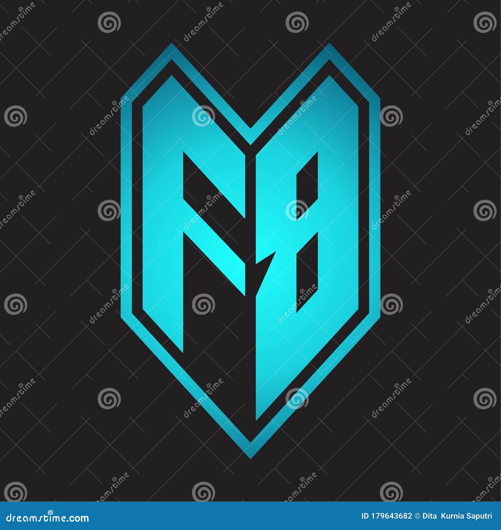 FB Logo Monogram with Emblem Line Style Isolated on Blue Gradient ...
