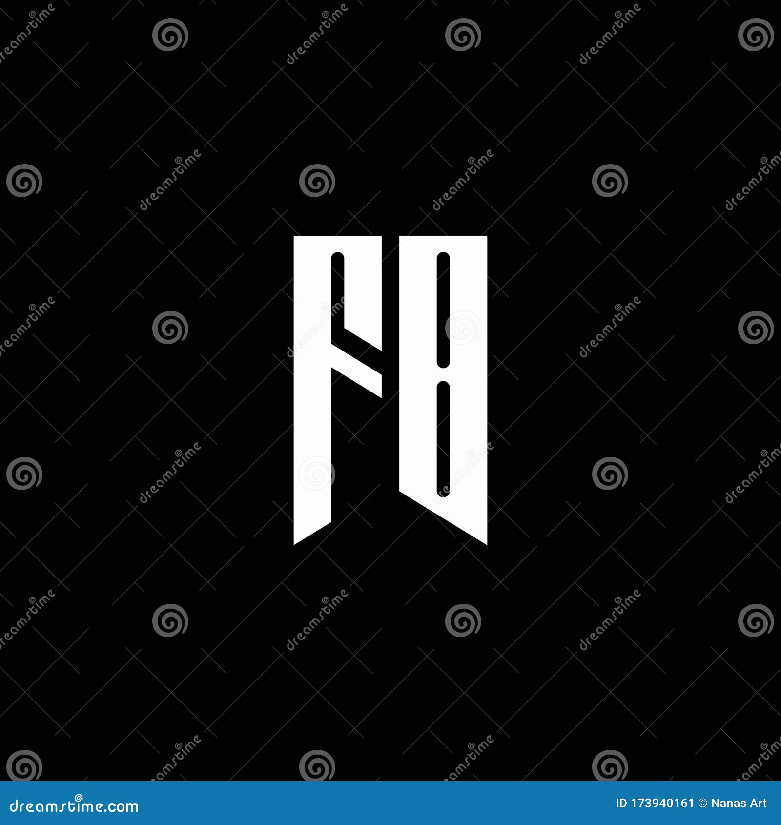 FB Logo Monogram with Emblem Style Isolated on Black Background Stock ...
