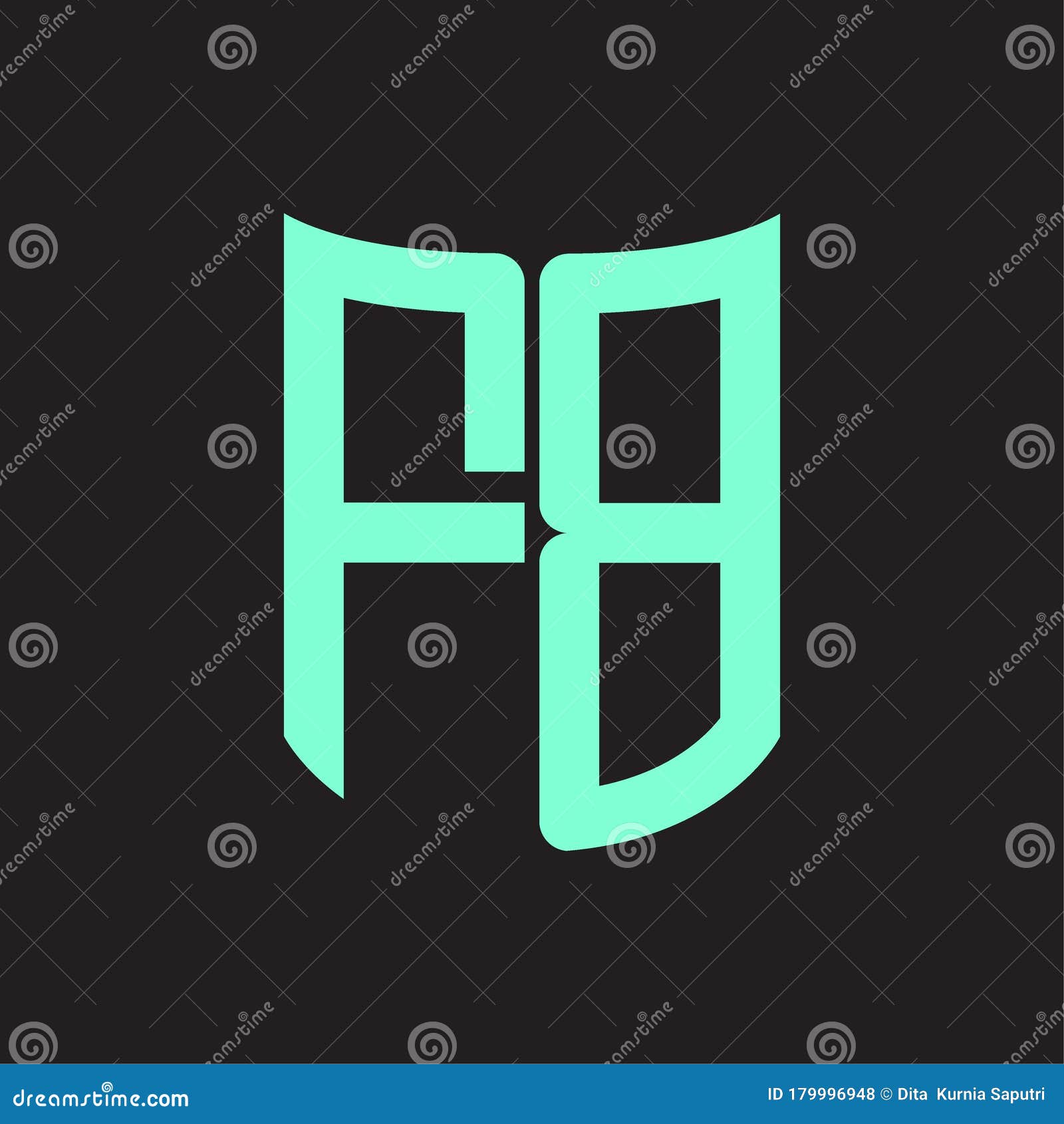 FB Logo Monogram with Ribbon Style Design Template Stock Illustration ...