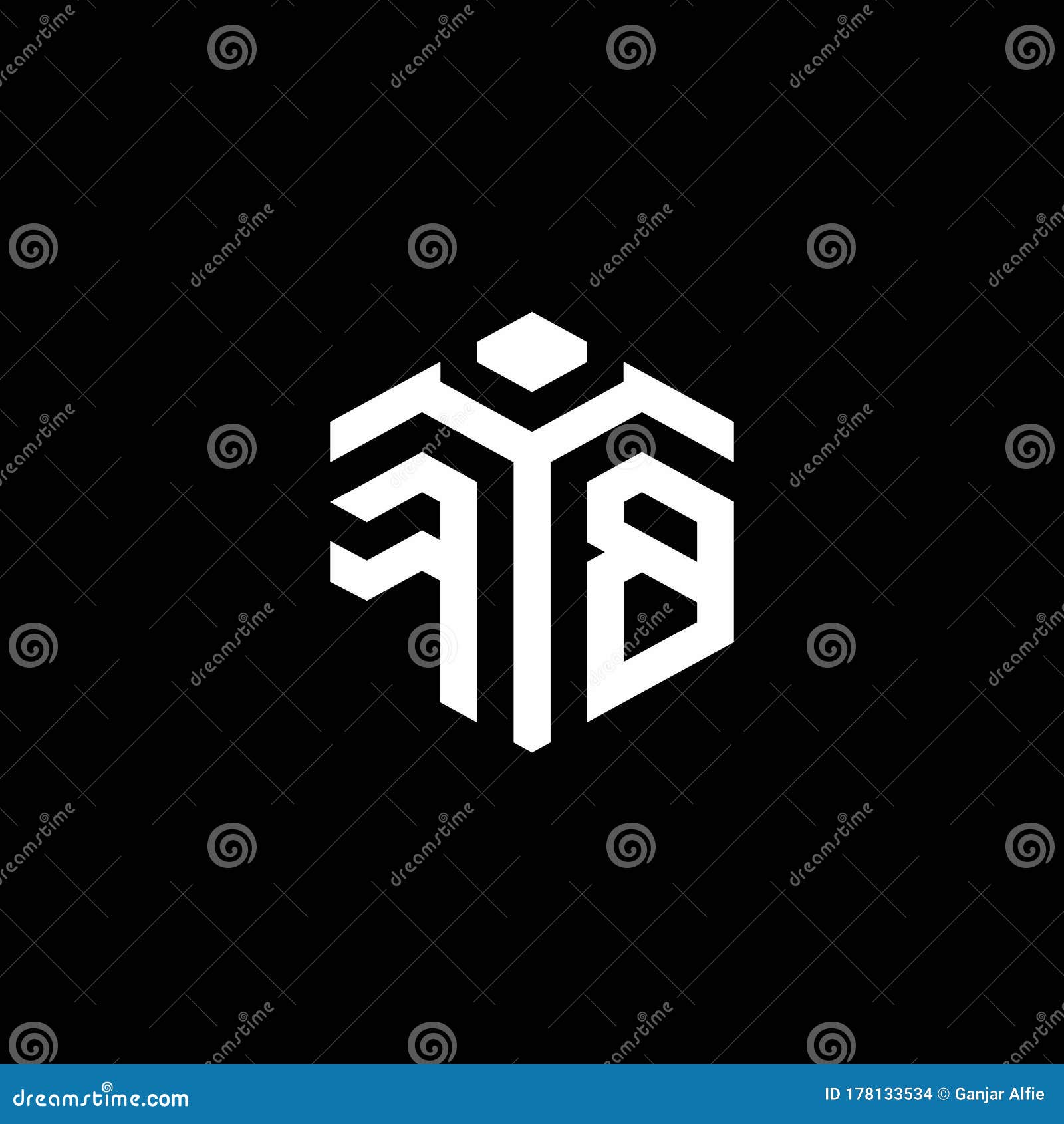 FB Monogram Logo with Abstract Hexagon Style Design Template Stock ...