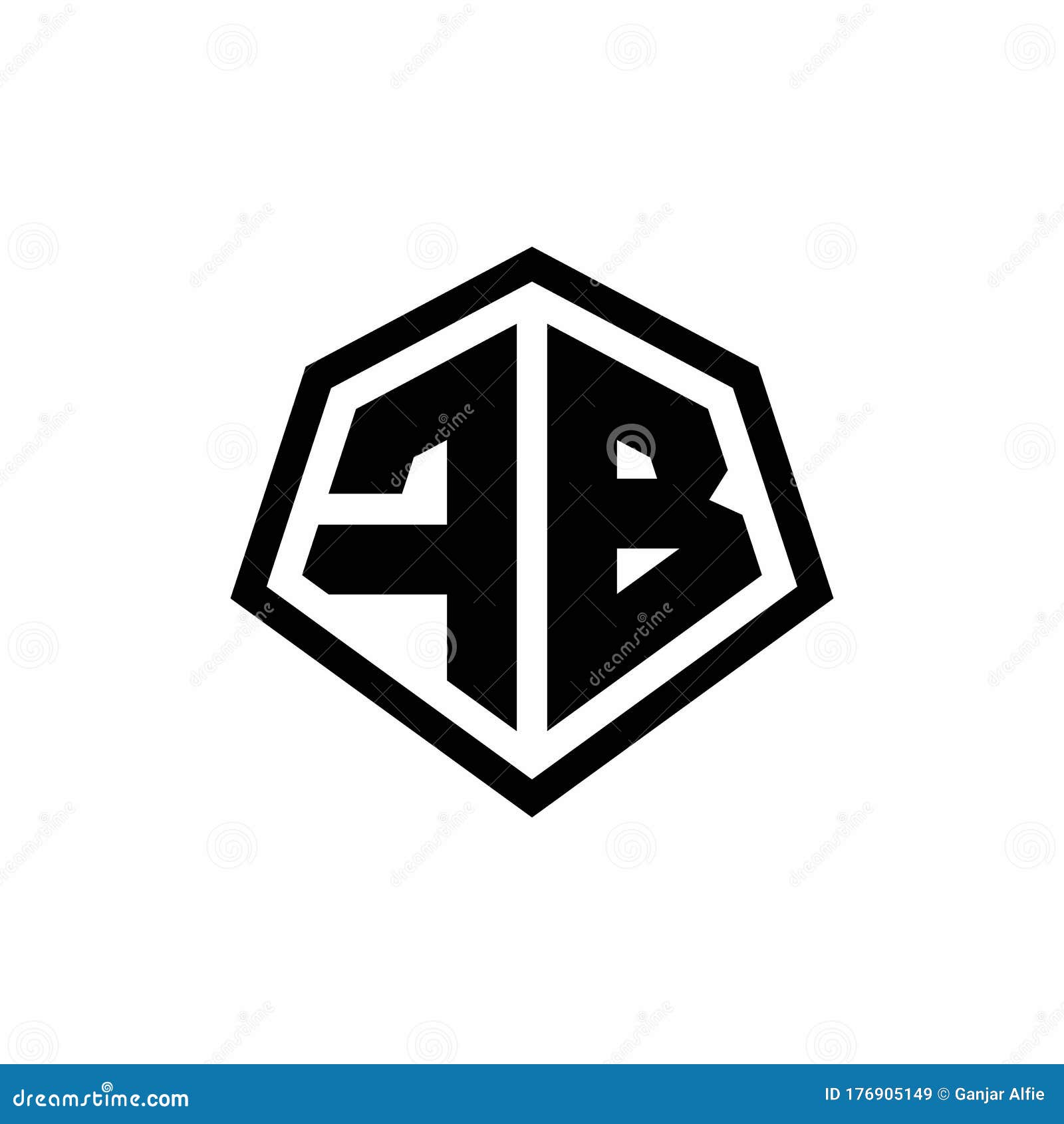 FB Monogram Logo with Hexagon Shape and Line Rounded Style Design ...