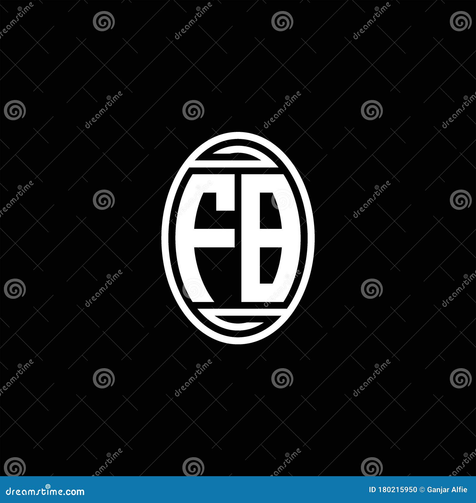 FB Monogram Logo Isolated on Oval Rotate Shape Stock Vector ...
