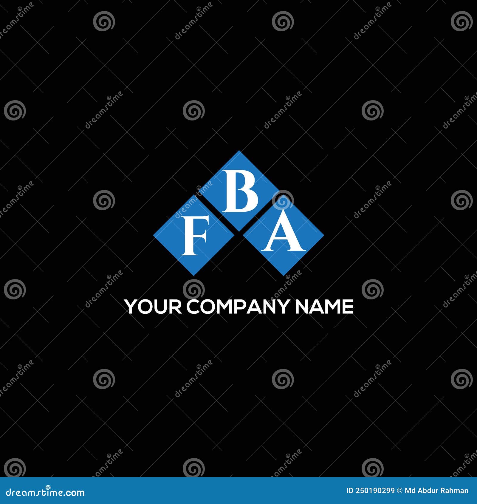 FBA Letter Logo Design on BLACK Background. FBA Creative Initials ...
