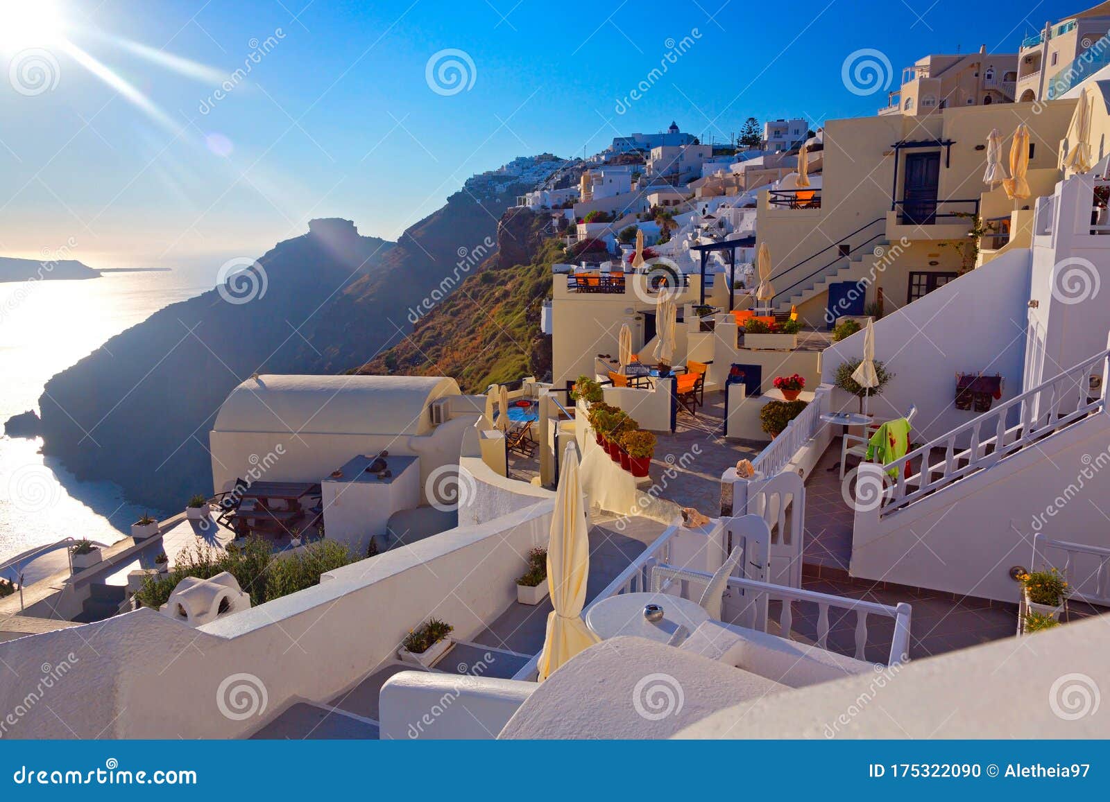 Panoramic View of Santorini Island, Greece Stock Photo - Image of ...