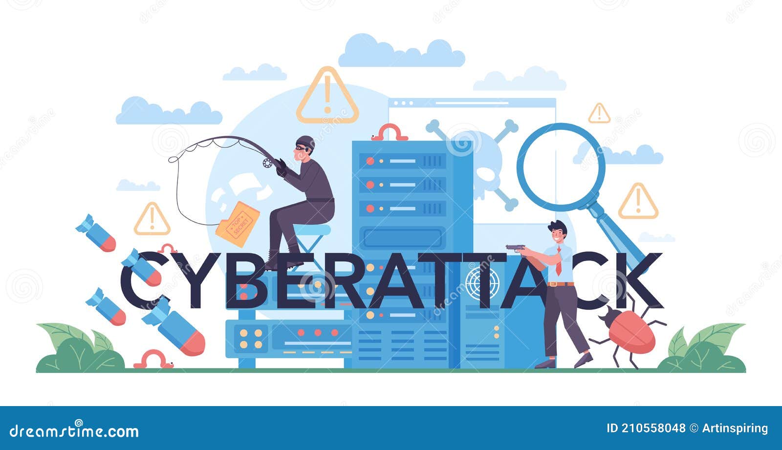 FBI Agent Concept. Stealing Digital Data from the Computer Stock Vector ...