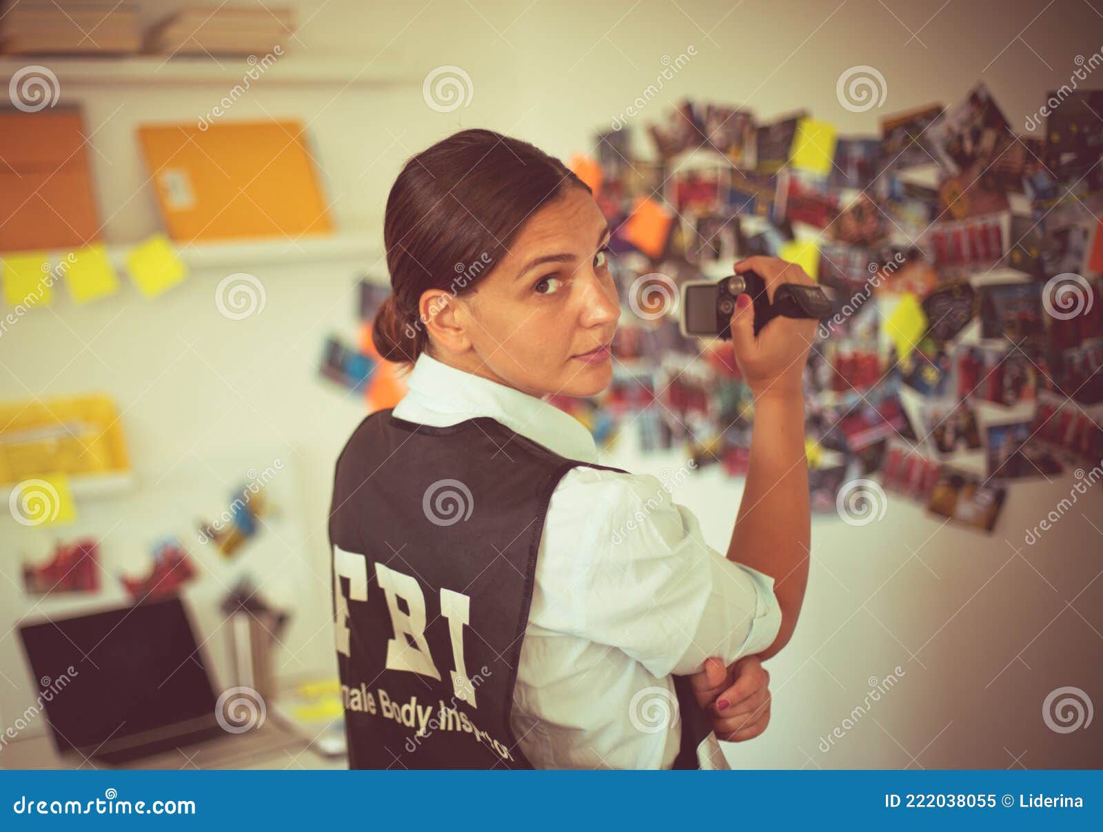 FBI Female Agent Using Camera Stock Image - Image of adult, forensic ...