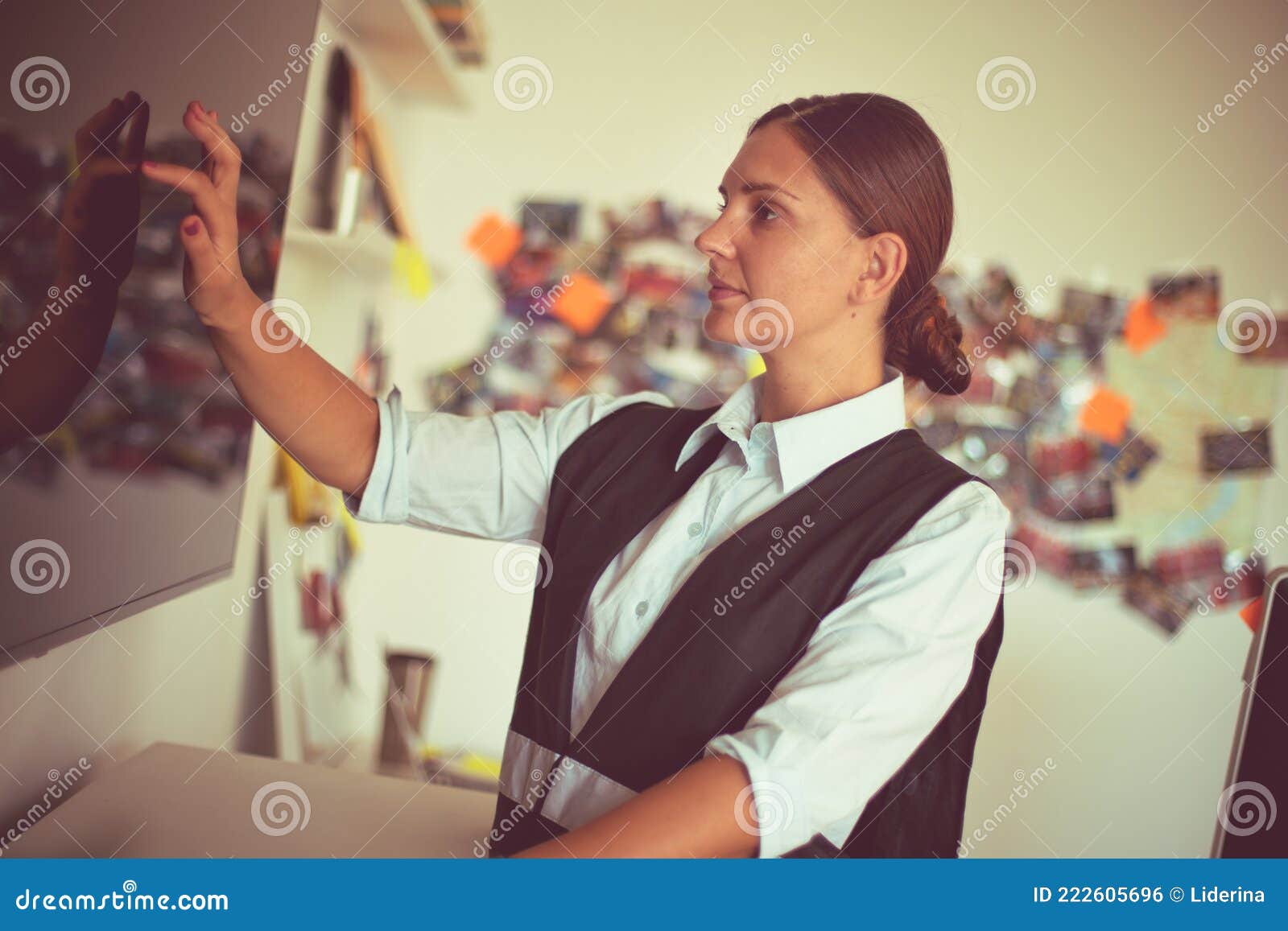 FBI Woman in Office. Detective Typing on Screen Touch Stock Photo ...