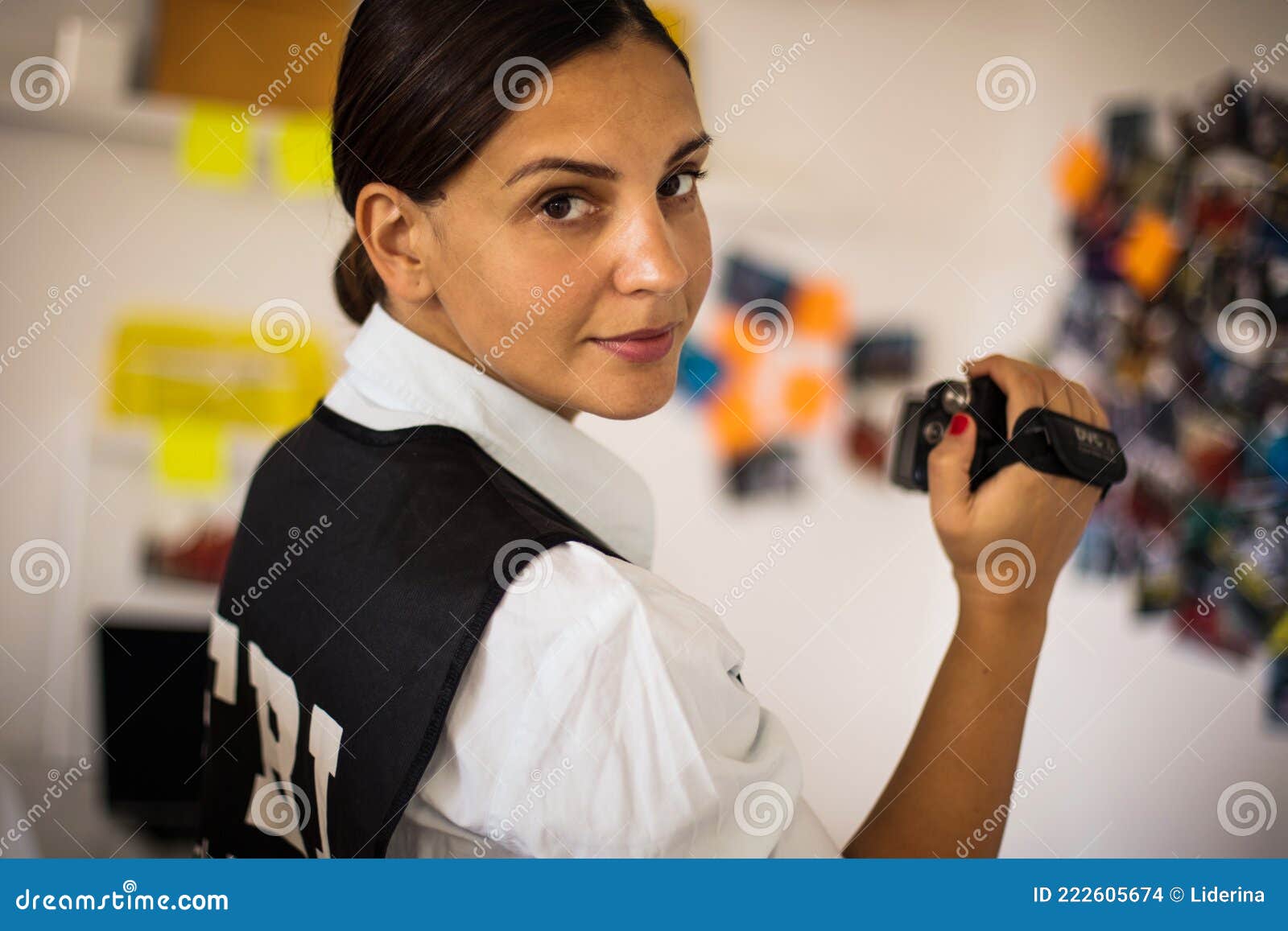 FBI Woman Works on a Case. Using Camera Stock Photo - Image of office ...
