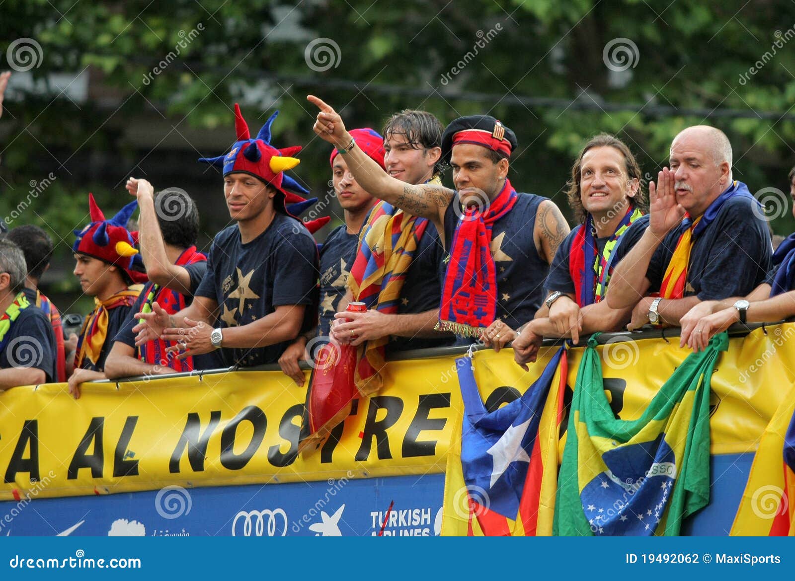 FC Barcelona players Bus editorial photography. Image of celebrates ...