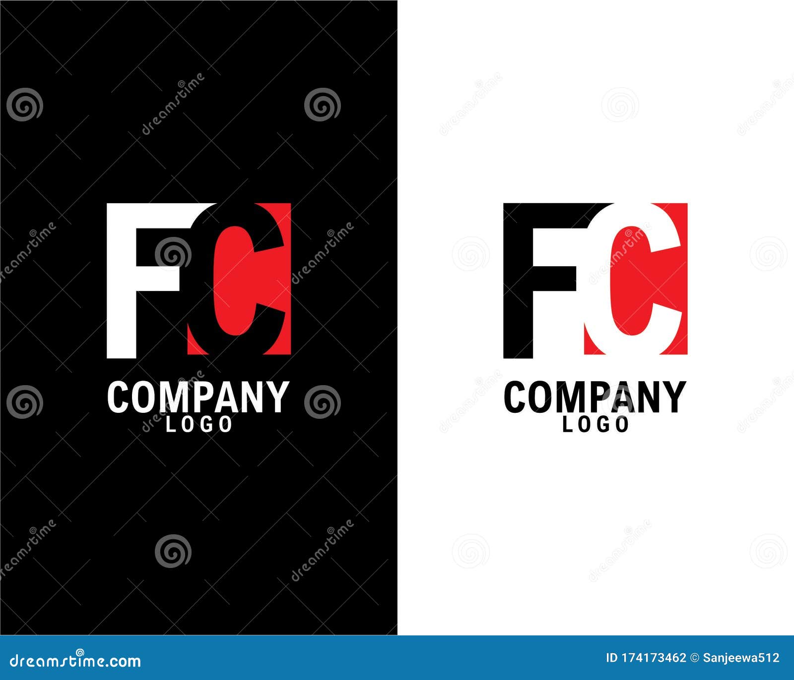 Fc, Cf Letter Abstract Company Logo Design with Negative Space. Company ...