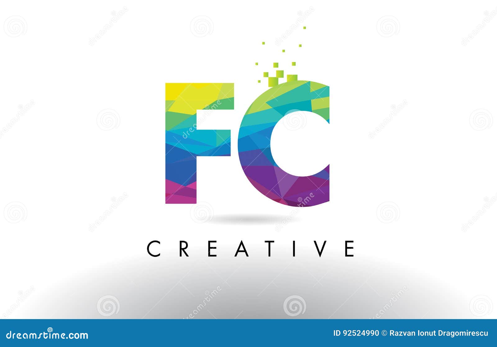 Fc F C Colorful Letter Origami Triangles Design Vector Stock Vector Illustration Of Design