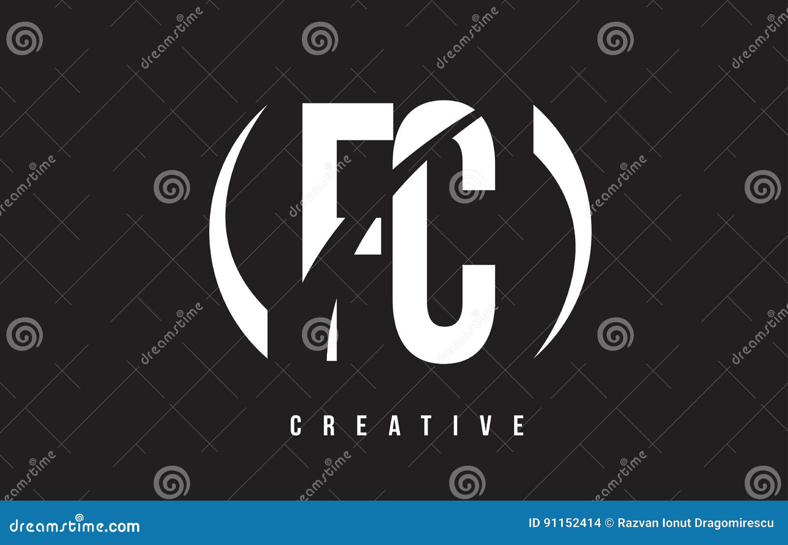 FC F C White Letter Logo Design with Black Background. Stock Vector ...