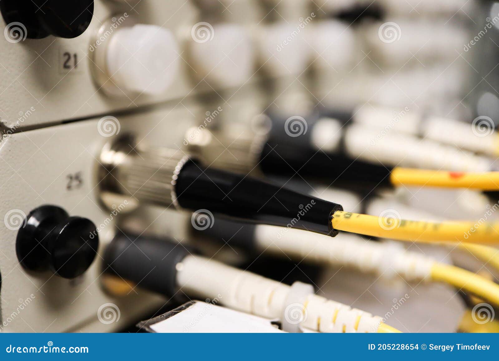 FC Fiber Cross Connect Patch Panel with Fiber Optic Close Up View Stock ...