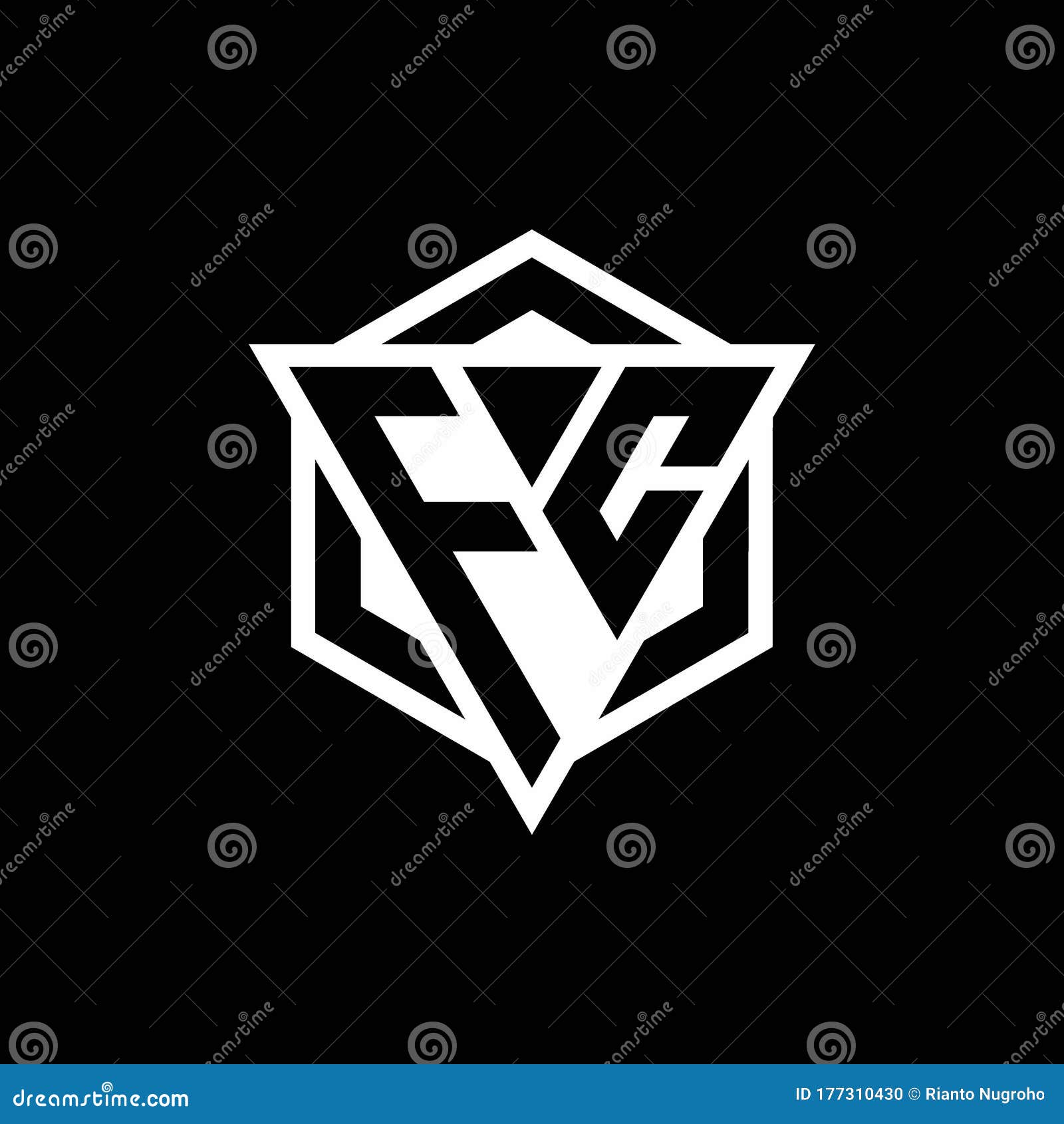 FC Logo Monogram with Triangle and Hexagon Shape Combination Stock ...